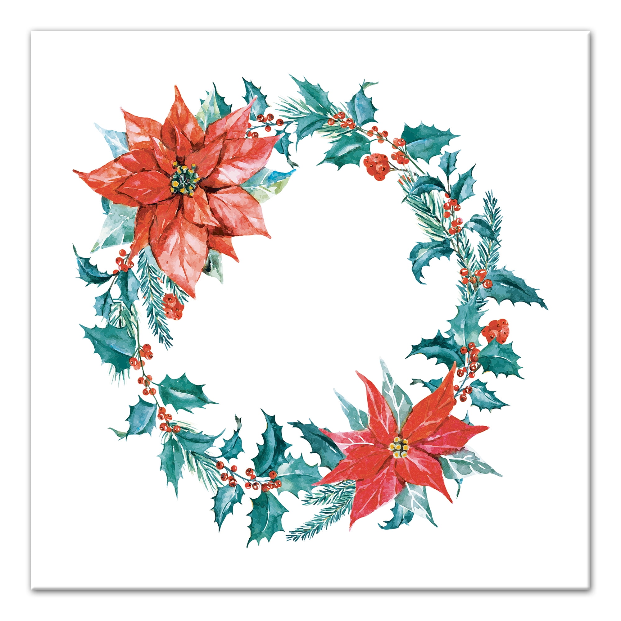 Creative Products Holiday Poinsettia Wreath 16x16 Canvas Wall Art ...