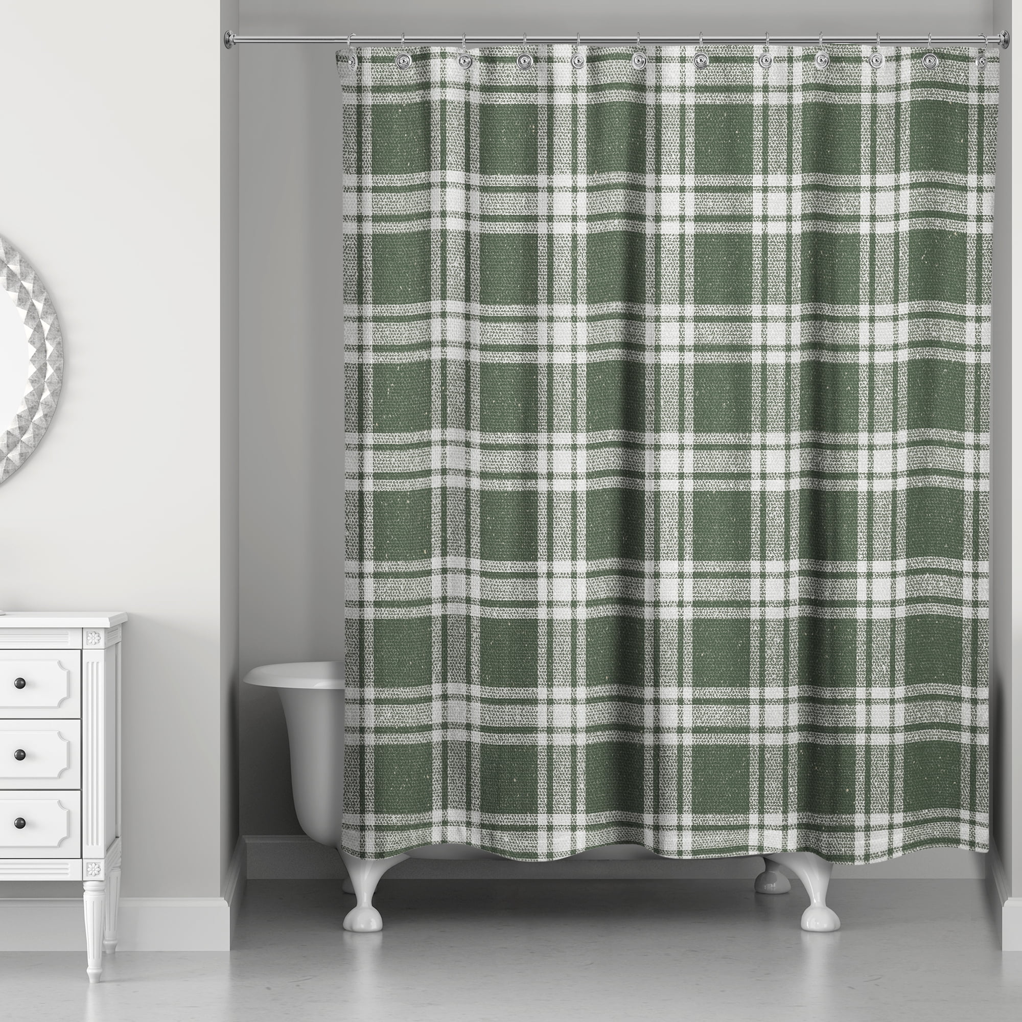 Creative Products Hunter Green Plaid 71x74 Shower Curtain - Walmart.com