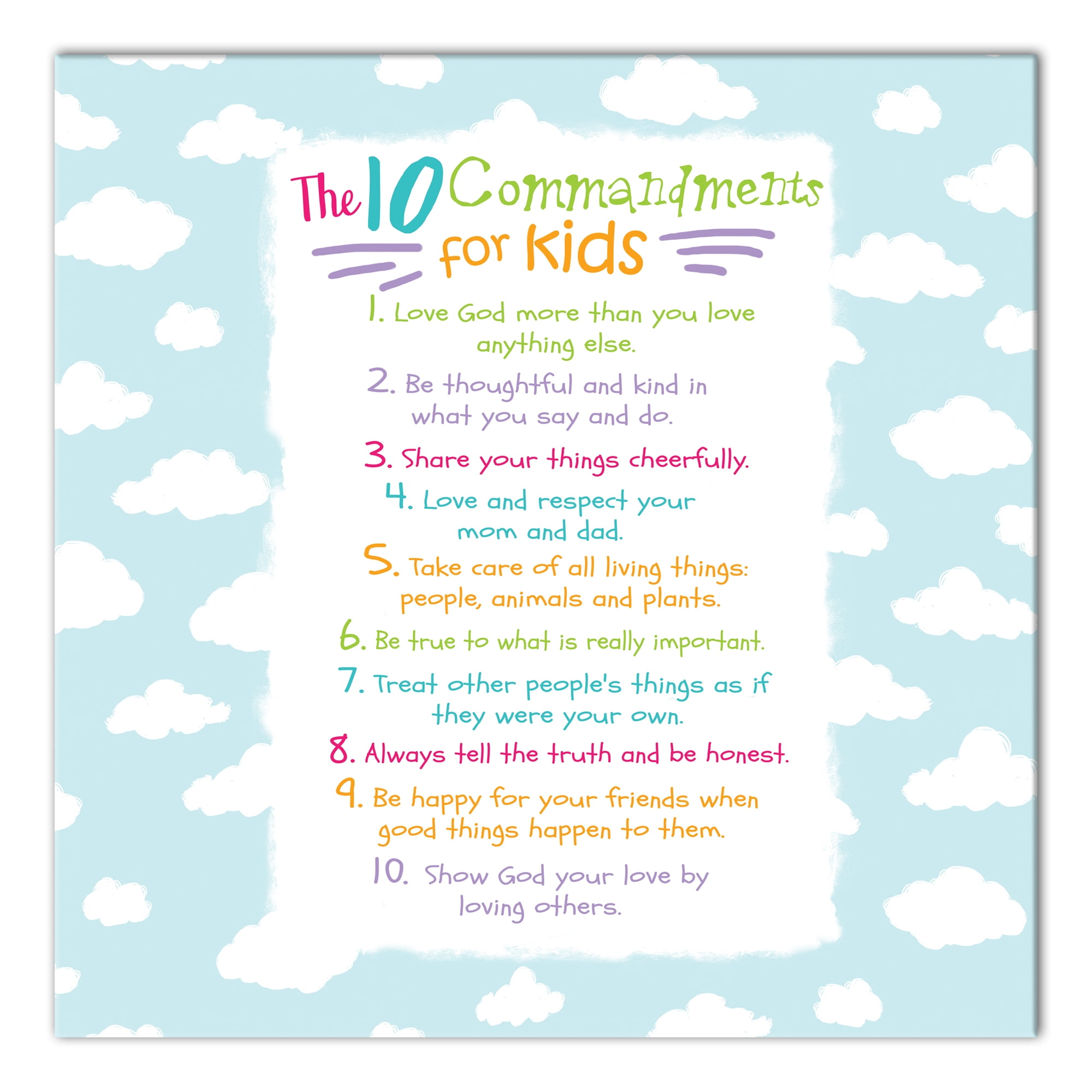 Creative Products Kids Ten Commandments Clouds 20x20 Canvas Wall Art ...