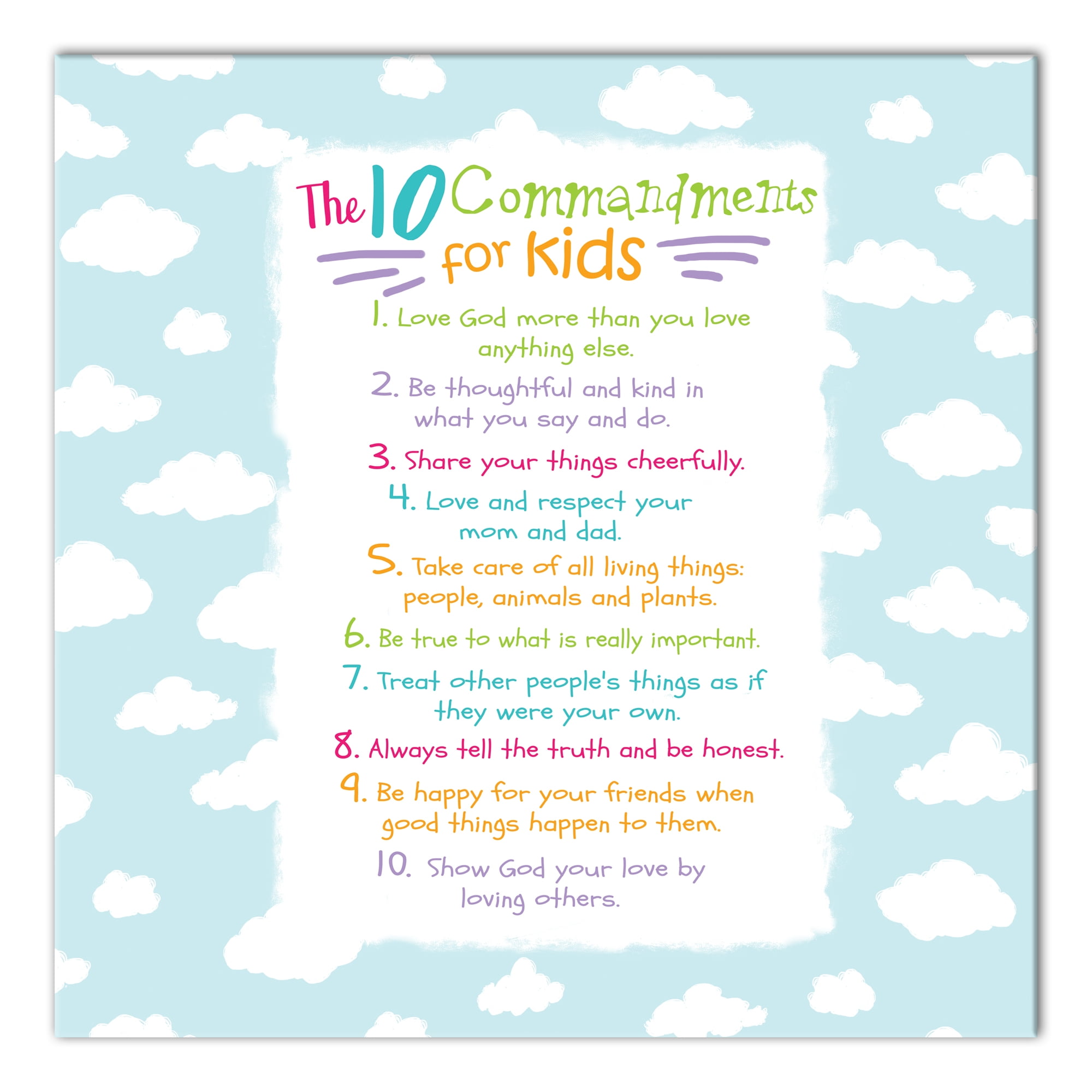 Creative Products Kids Ten Commandments Clouds 24x24 Canvas Wall Art ...