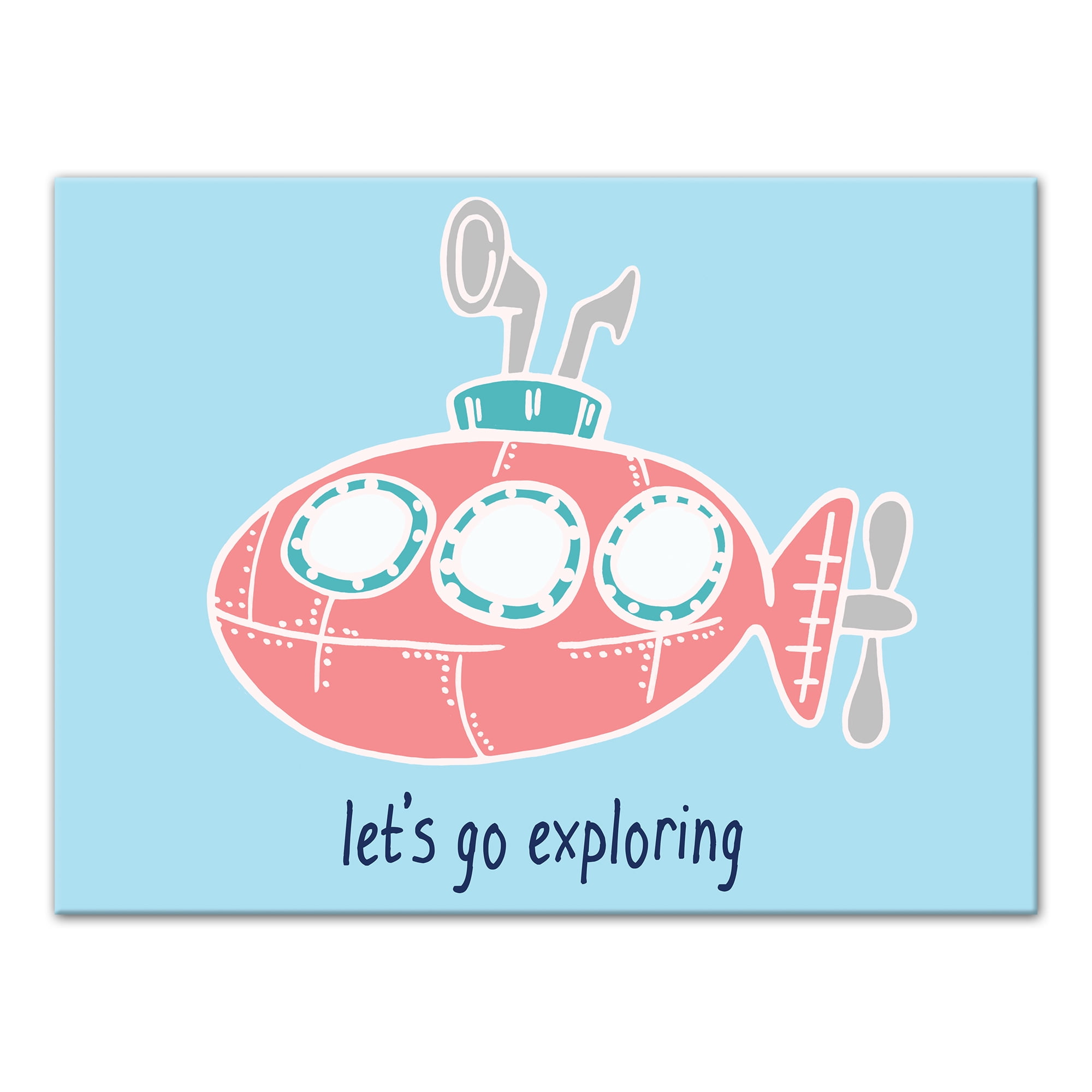 Creative Products Let's Go Exploring Submarine 16 x 12 Canvas Wall Art ...