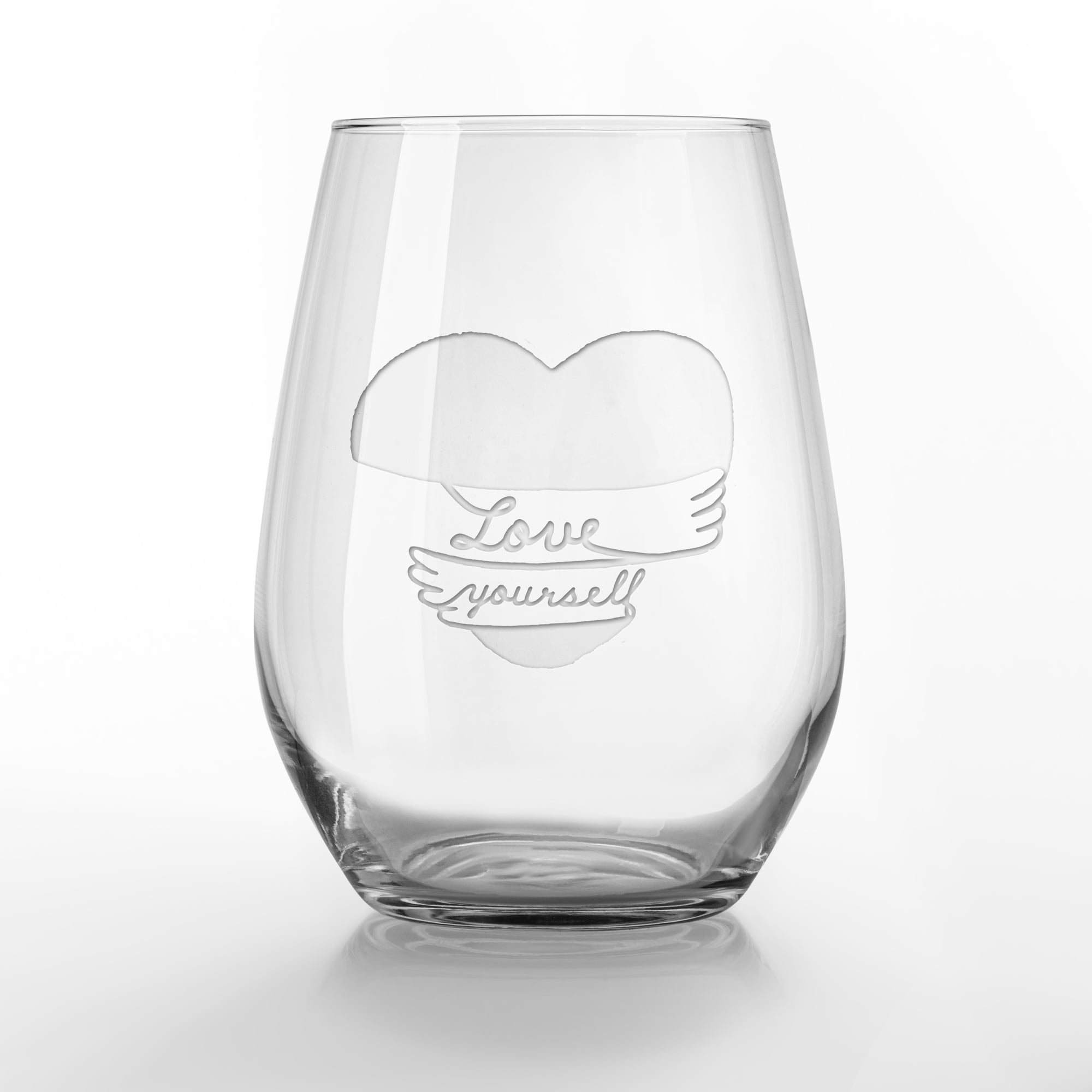 Creative Products Love Yourself Heart Hug 15 oz Engraved Stemless Wine ...
