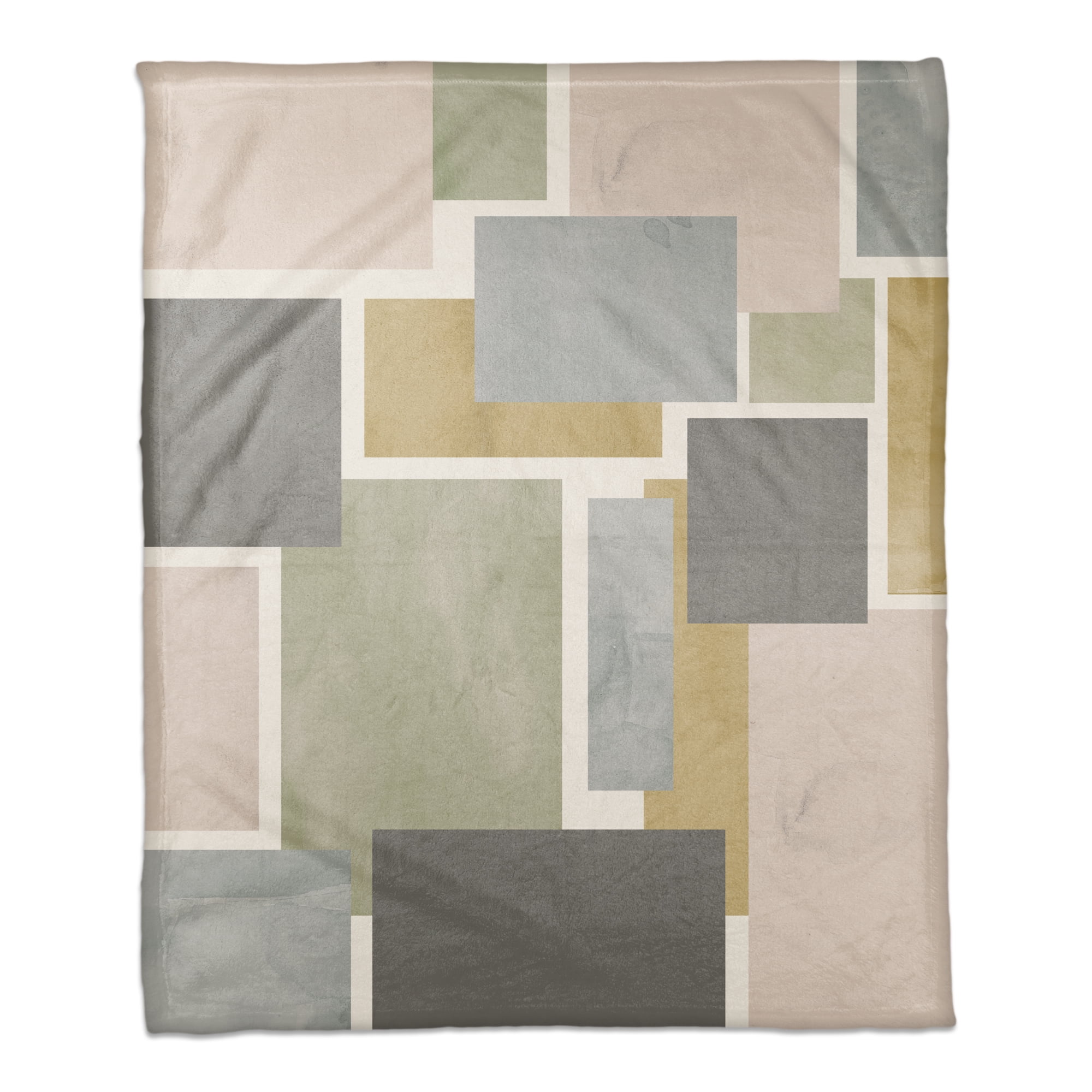 Creative Products Muted Abstract Squares 50 x 60 Coral Fleece Blanket ...