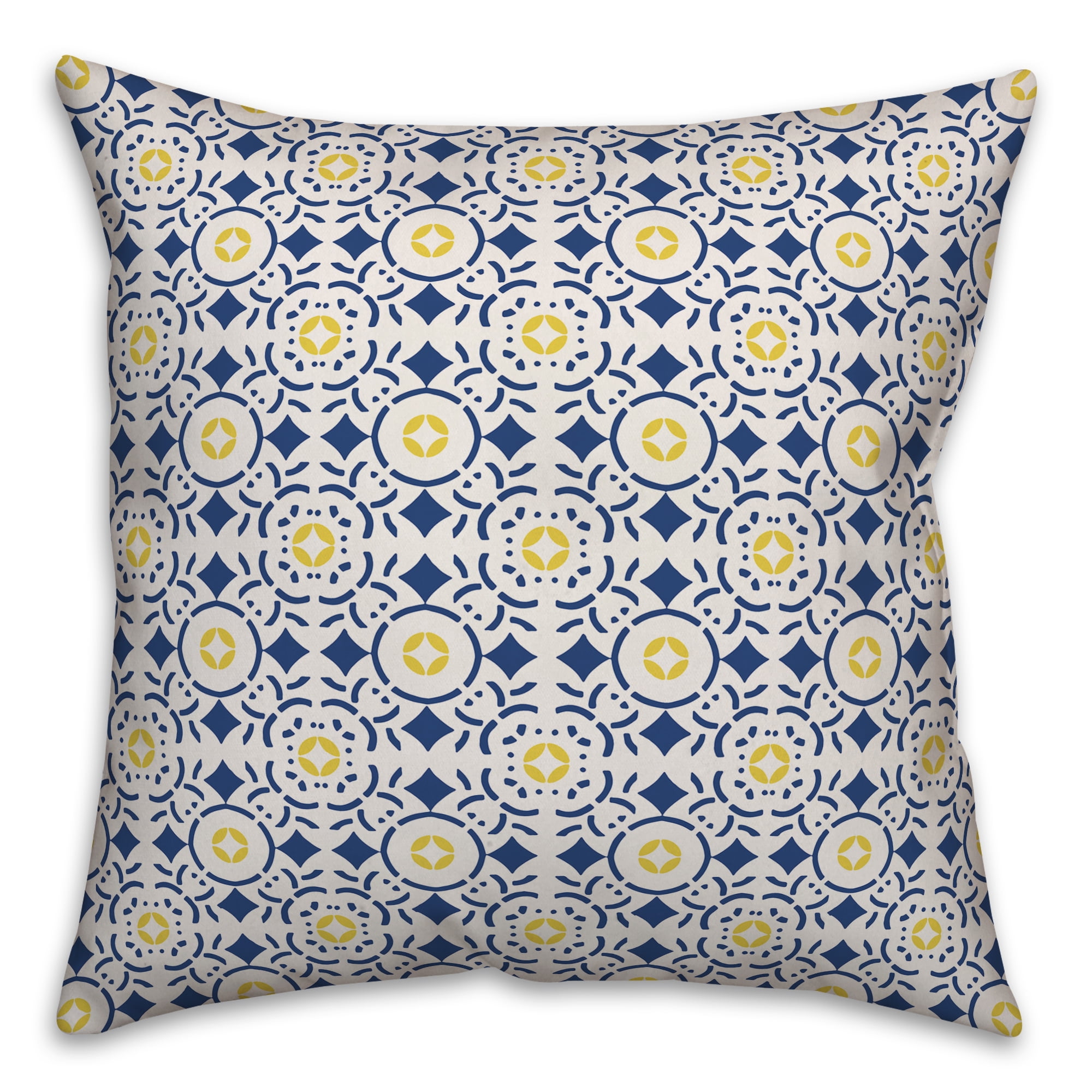 Creative Products Navy and Yellow Moroccan Tile 20x20 Spun Poly Pillow ...