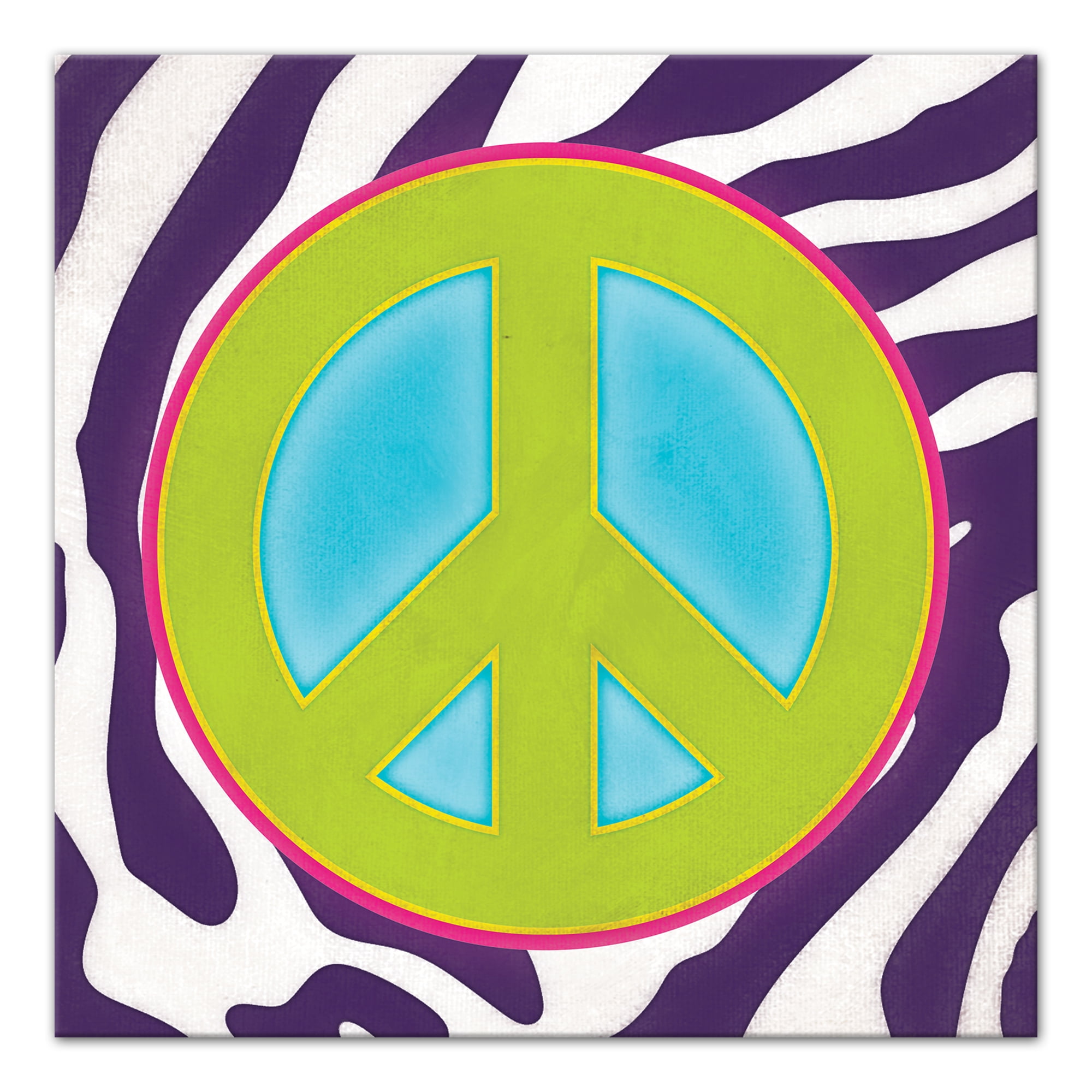 Creative Products Peace Sign Zebra Print 12x12 Canvas Wall Art ...