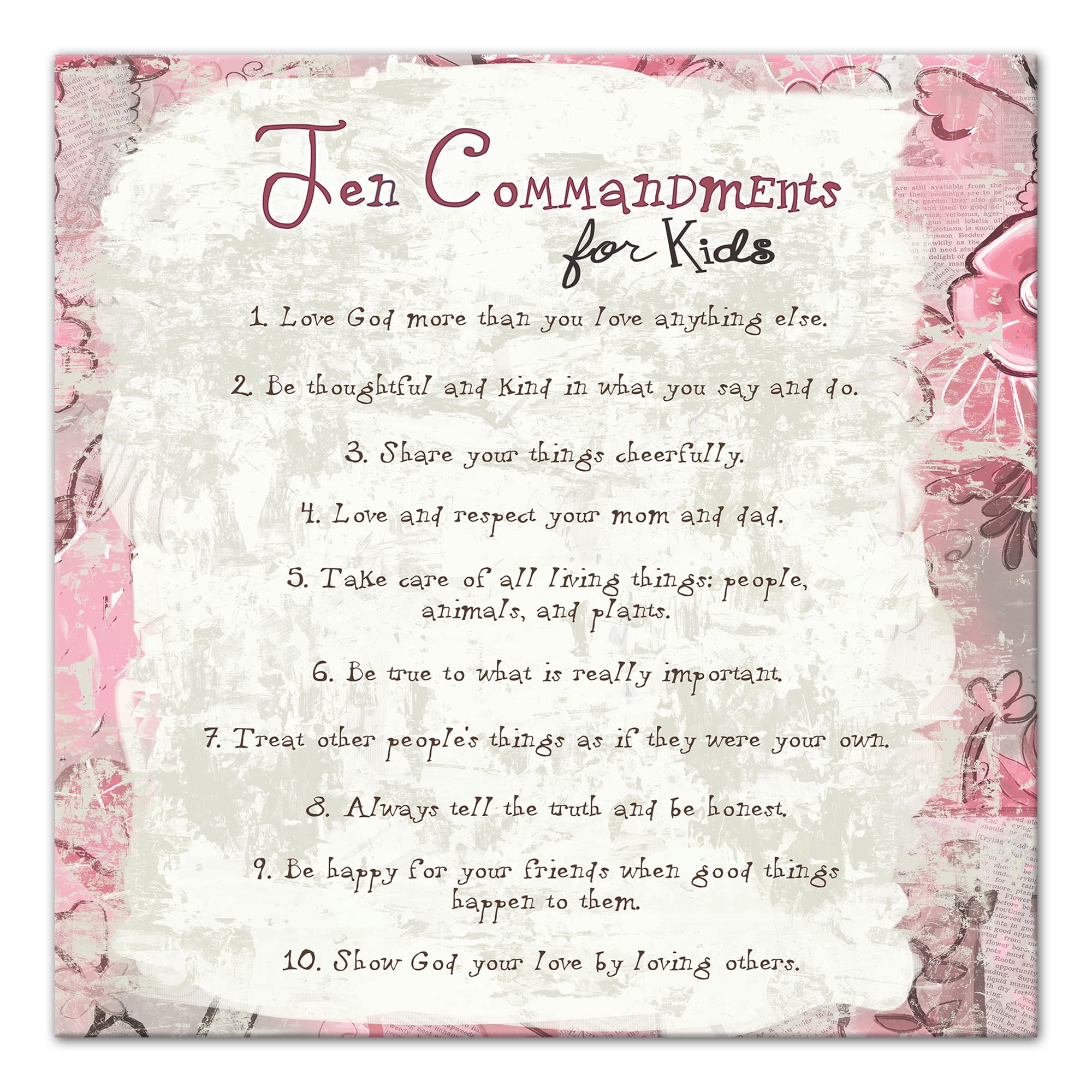 Creative Products Pink Ten Commandments 12x12 Canvas Wall Art - Walmart.com