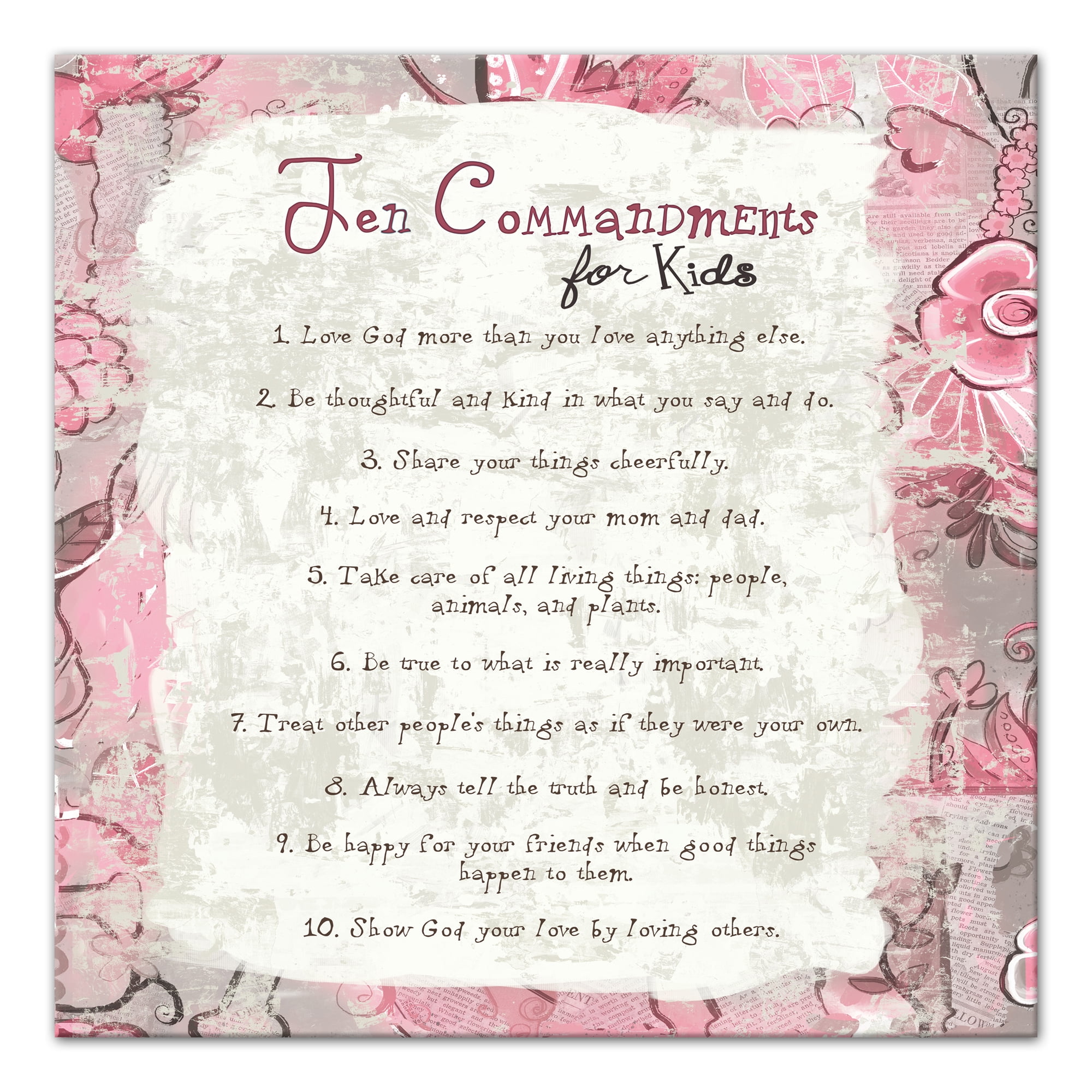 Creative Products Pink Ten Commandments 20x20 Canvas Wall Art - Walmart.com