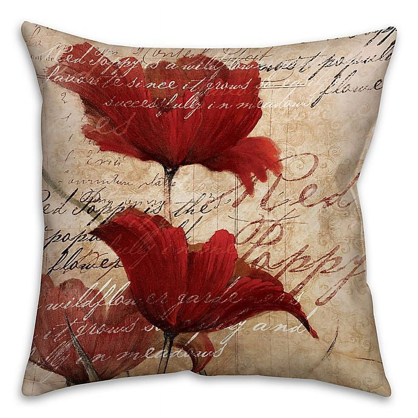 Creative Products Red Poppies Spun Polyester Throw Pillow - 16x16 ...