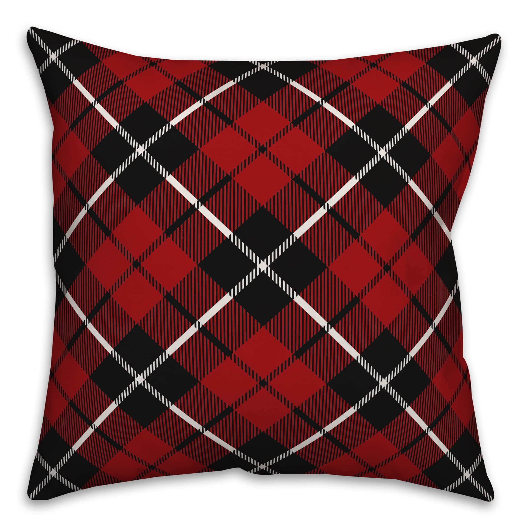 Creative Products Red and Black Farmhouse Plaid 20x20 Spun Poly Pillow ...