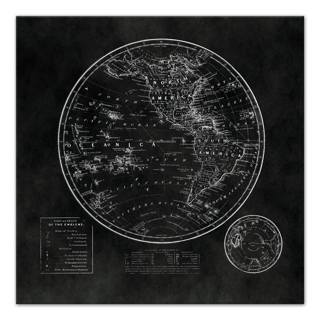 Creative Products Round World Map Black 30x30 Canvas Wall Art - Walmart.com