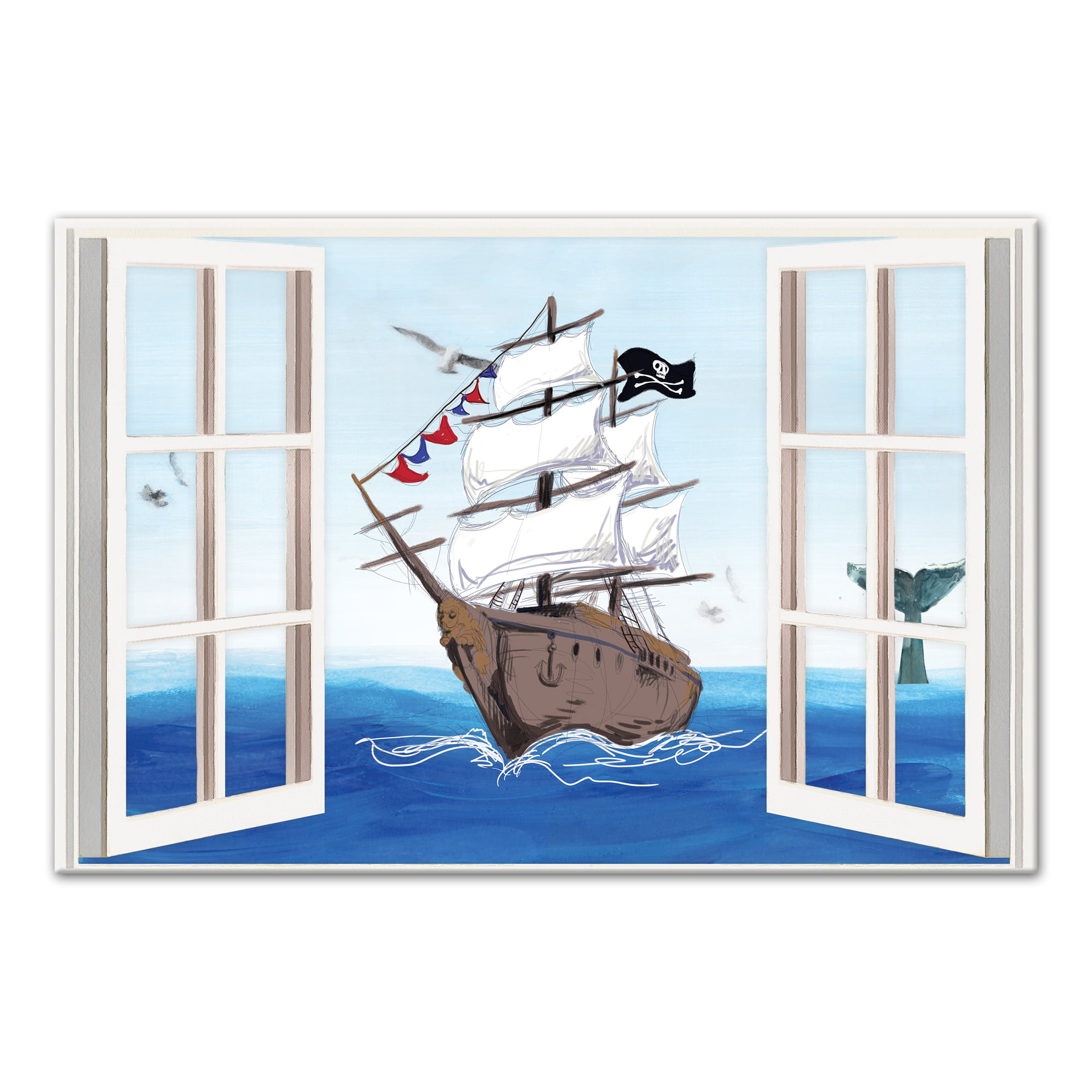 Creative Products Sailing Pirate Ship Window 20x30 Canvas Wall Art ...