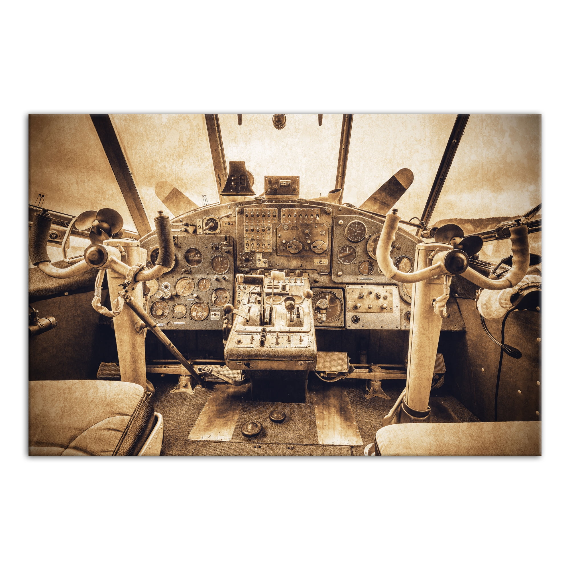 Creative Products Sepia Airplane Cockpit 20x30 Canvas Wall Art ...