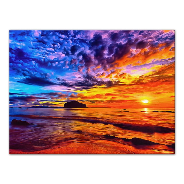 Creative Products Vibrant Colorful Coastal Sunset 30x40 Canvas Wall Art ...