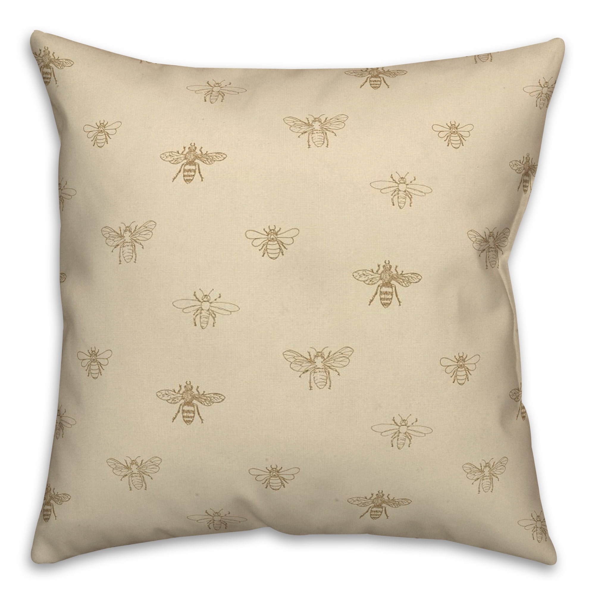 Creative Products Yellow Delicate Bee Pattern 18 x 18 Spun Poly Pillow ...