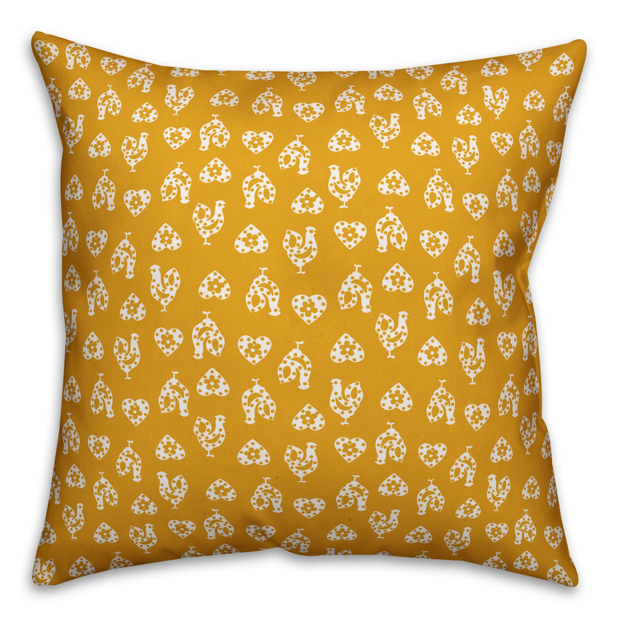 Creative Products Yellow Rooster Pattern 20x20 Spun Poly Pillow ...