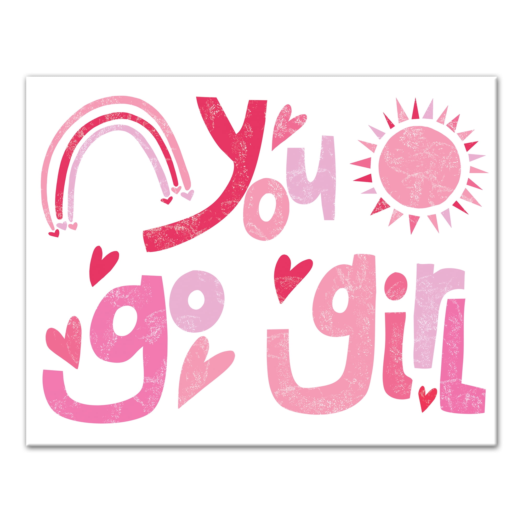 Creative Products You Go Girl Pink Typography 14 x 11 Canvas Wall Art ...