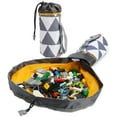 Creative QT SlideAway, Gray Triangle Print, On-The-Go Mini Storage Bag and Table Top Play Mat ...