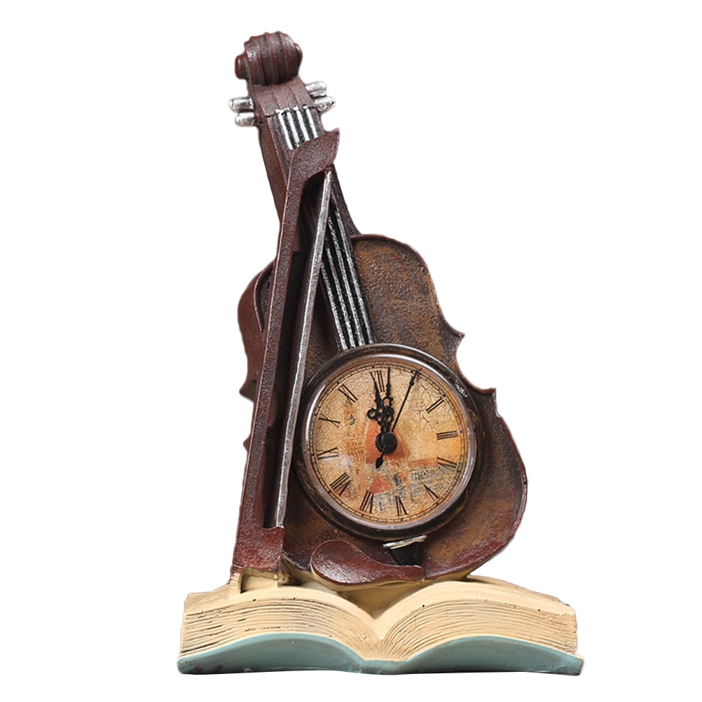 Creative Resin Book Violin Clock Design Table Decor Home Desk Craft ...