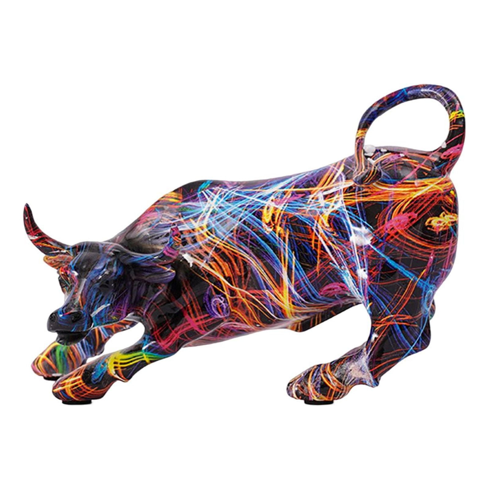 Creative Resin Bull Figurines Artwork Painting Animal Sculpture ...