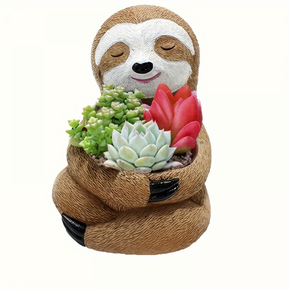Creative Resin Cartoon Sloth Courtyard Garden Potted Flower Pot Flower ...
