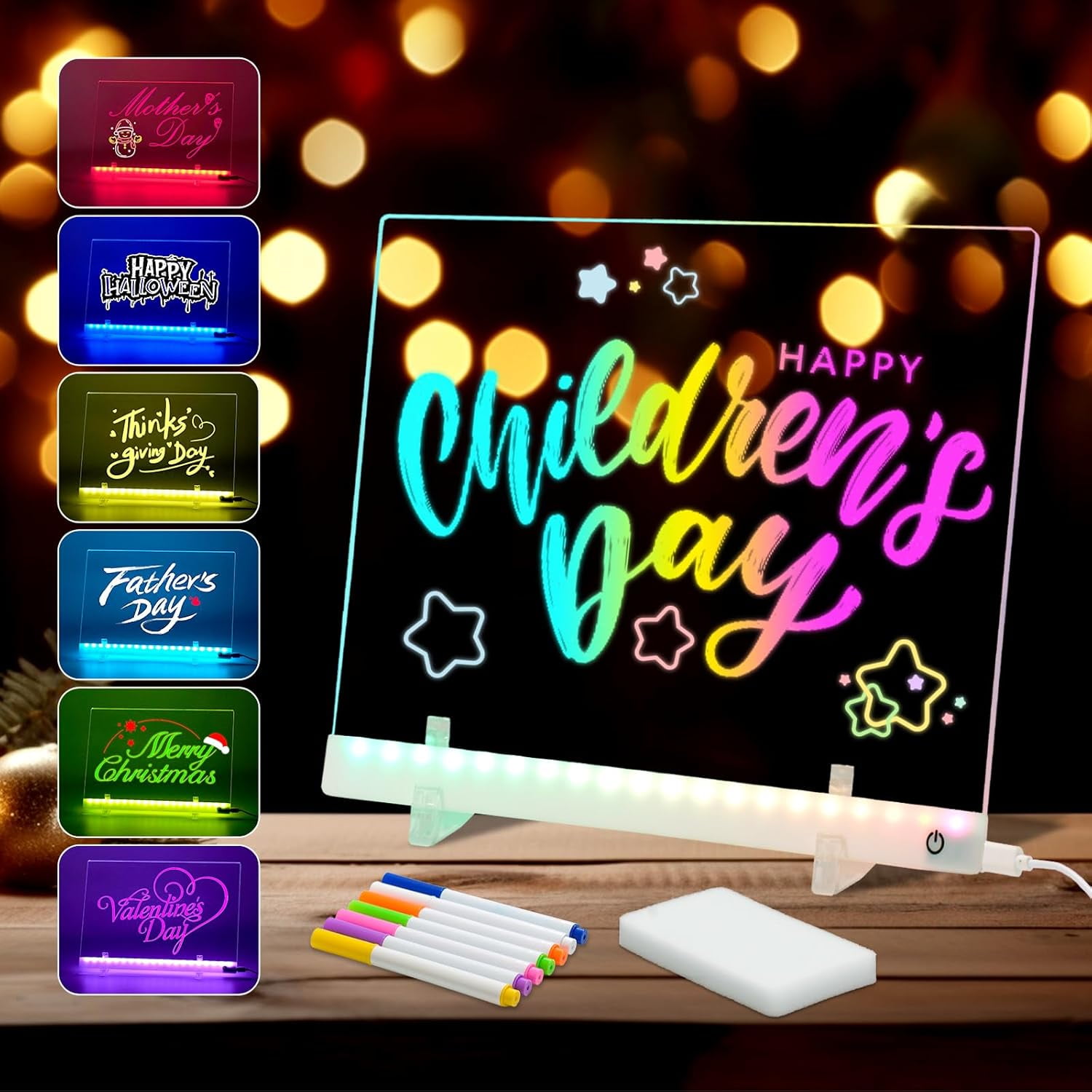 Creative Rewritable Acrylic LED Message Board with 7 Colors & 4 Modes ...