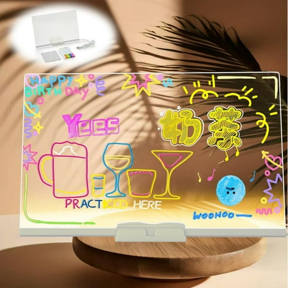 Creative Rewritable Acrylic LED Message Board Set Come with 7 Pens ...
