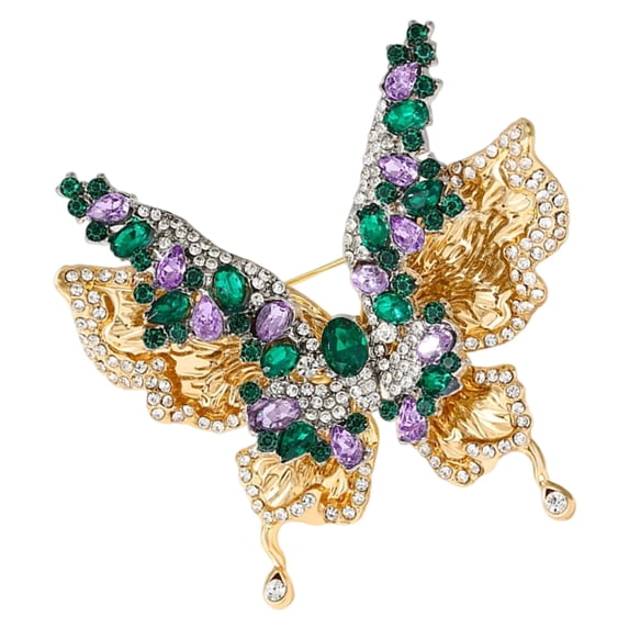 Creative Rhinestones Butterfly Brooch Two Layer Design Secure Clip Back ...