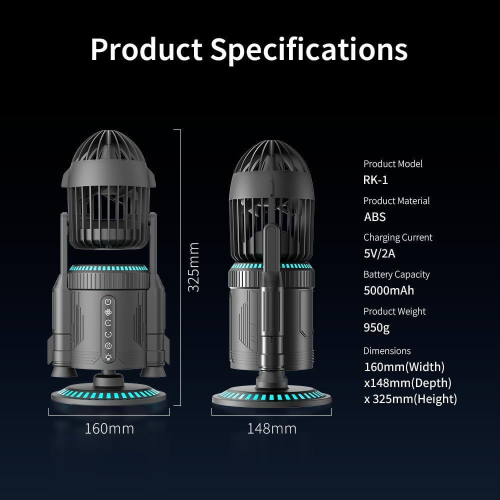 Creative Rocket Desktop Fan with Light Spray Three-Gear Rapid Cooling ...