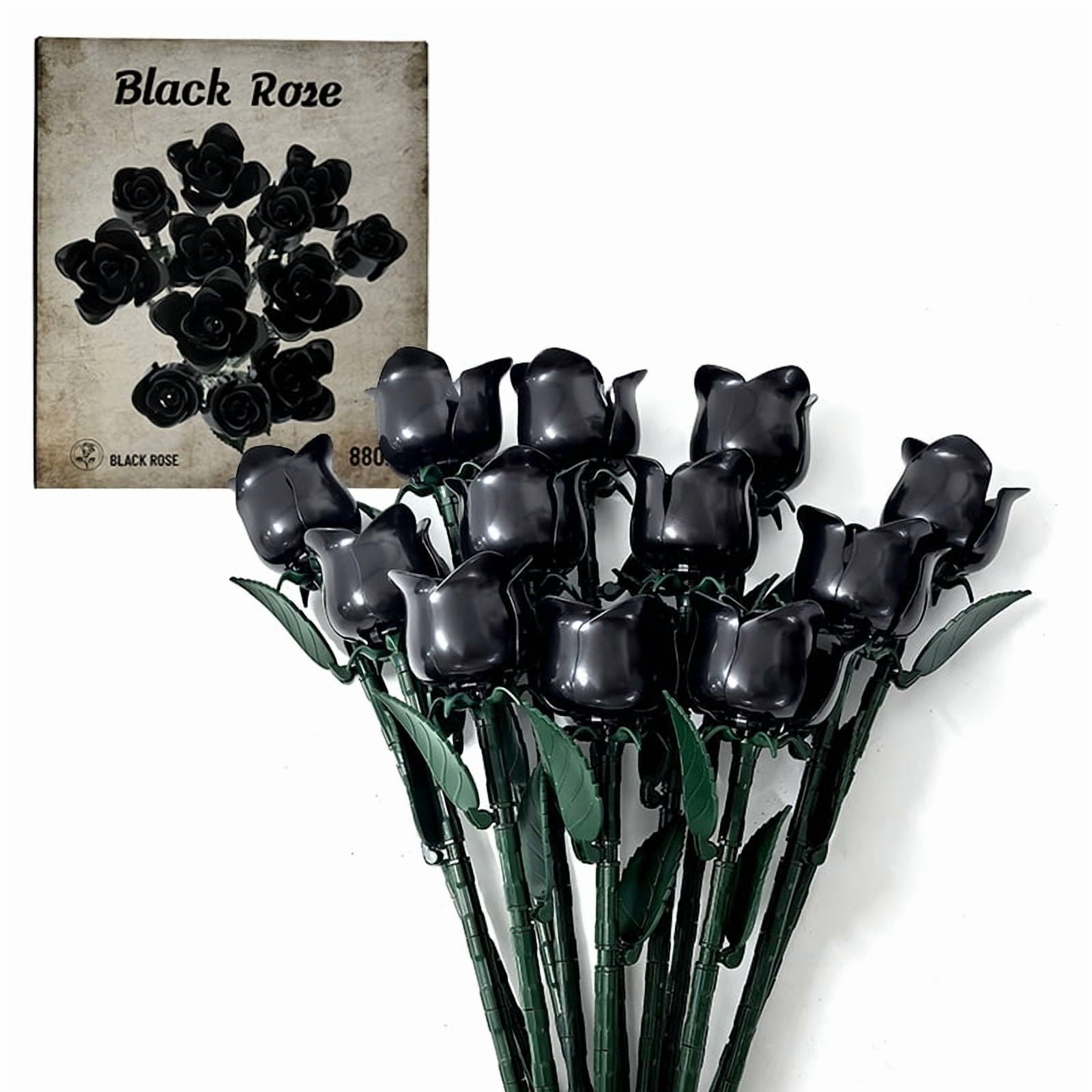 Creative Romantic Black Rose Flower Bouquet Building Blocks Home Desk ...