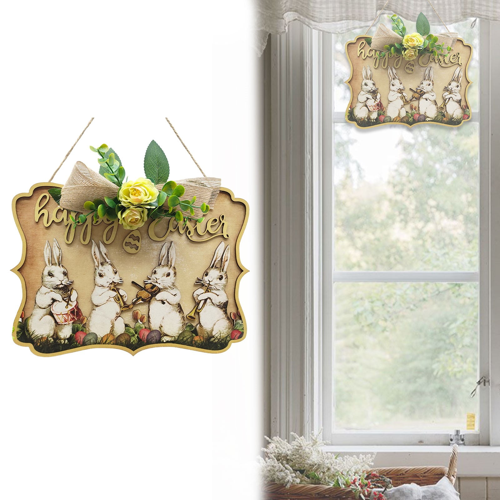 Creative Room Hanging Wooden Easter Decorative Plaque Creative 3D ...