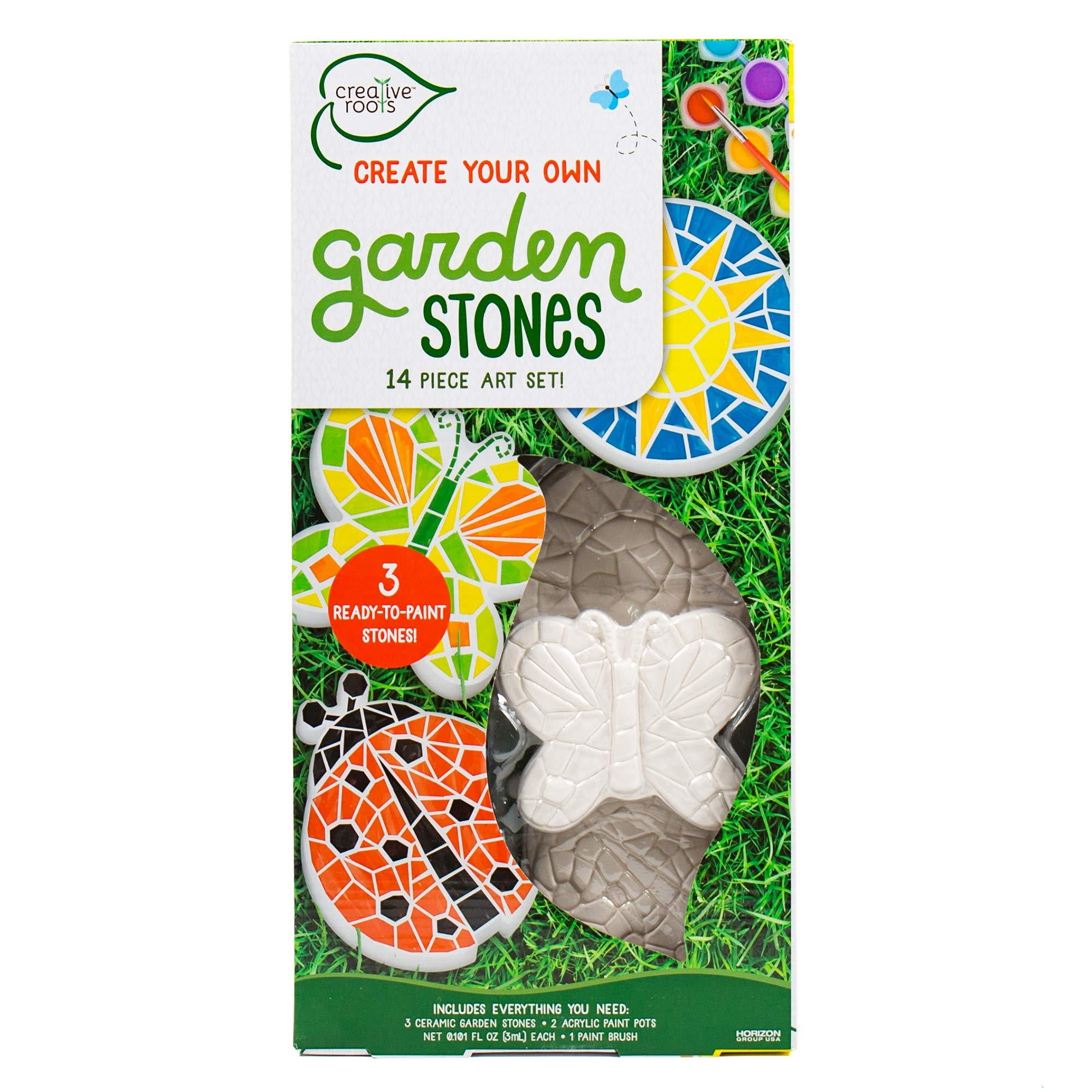 Creative Roots Paint Your Own Butterfly, Ladybug & Sun Garden Stones by ...