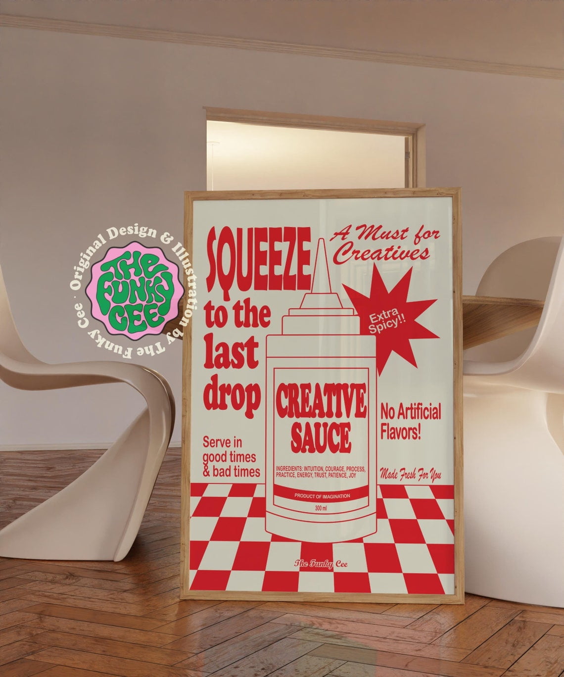 Creative Sauce Retro Red Graphic Design Office Decor, Unframed Paper ...