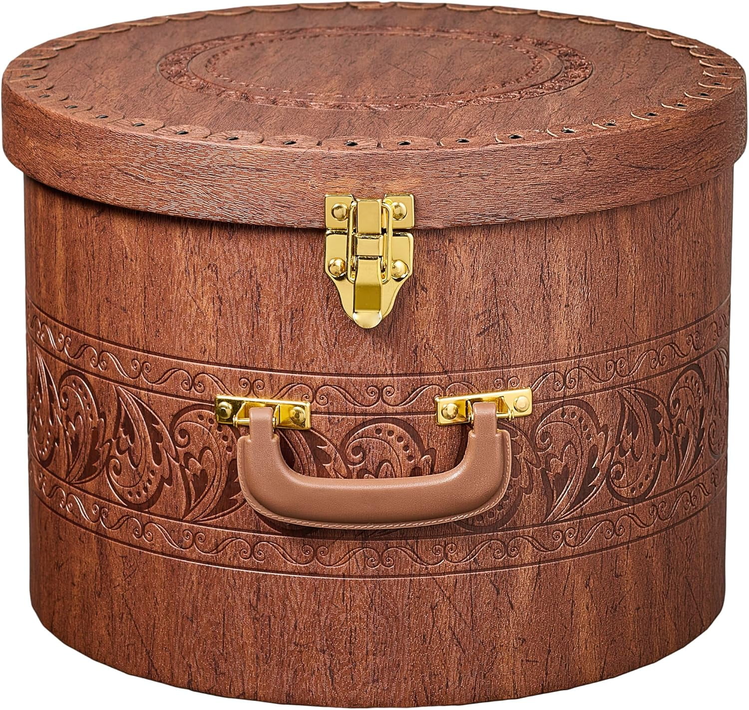 Creative Scents Large Modern Hat Box for Men & Women Storage- Round Hat Box Container Easy ...