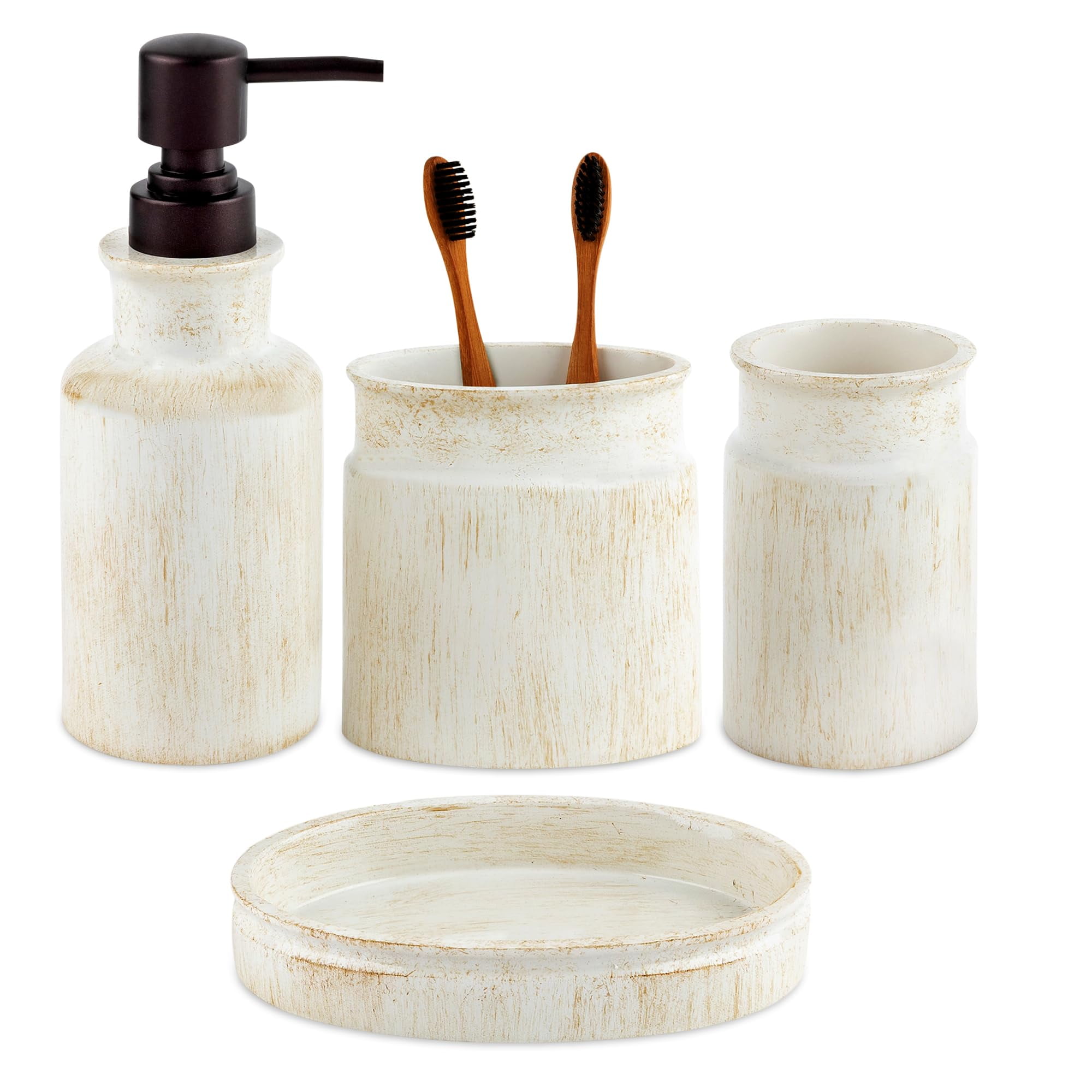 Creative Scents Rustic Luxe Bathroom Accessory Set Complete - Beige ...