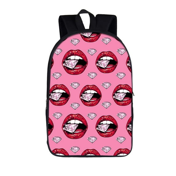Creative Sexy Lips Printed Backpack Women Men Travel Rucksack Bags ...