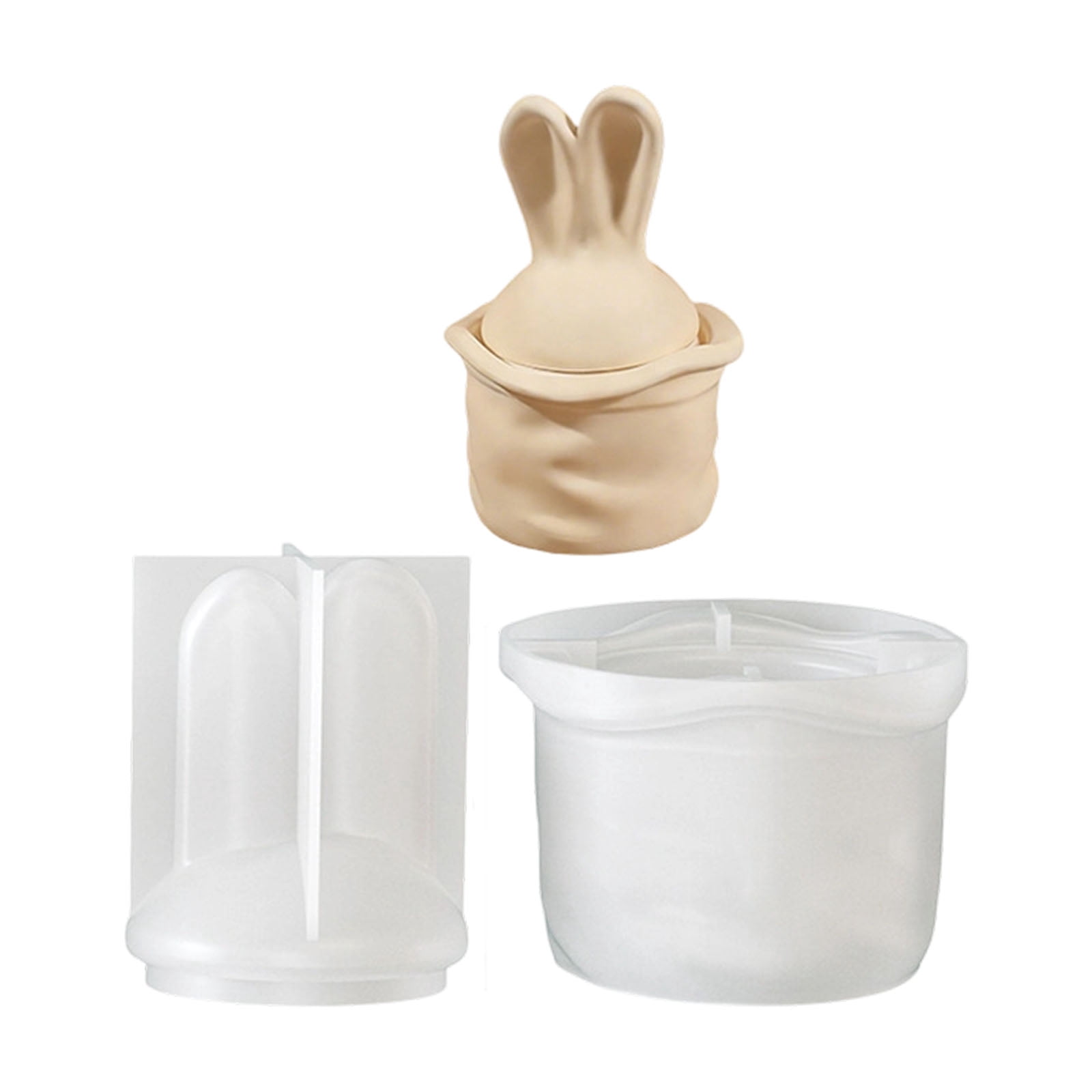 Creative Silicone Mold Rabbits Ear Shape Cups Moulds Plant Pots Molds ...