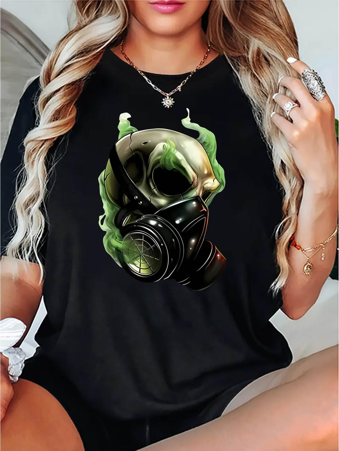 Creative Skull-Patterned Anti-Virus Mask, Women'S Stylish Round-Neck ...