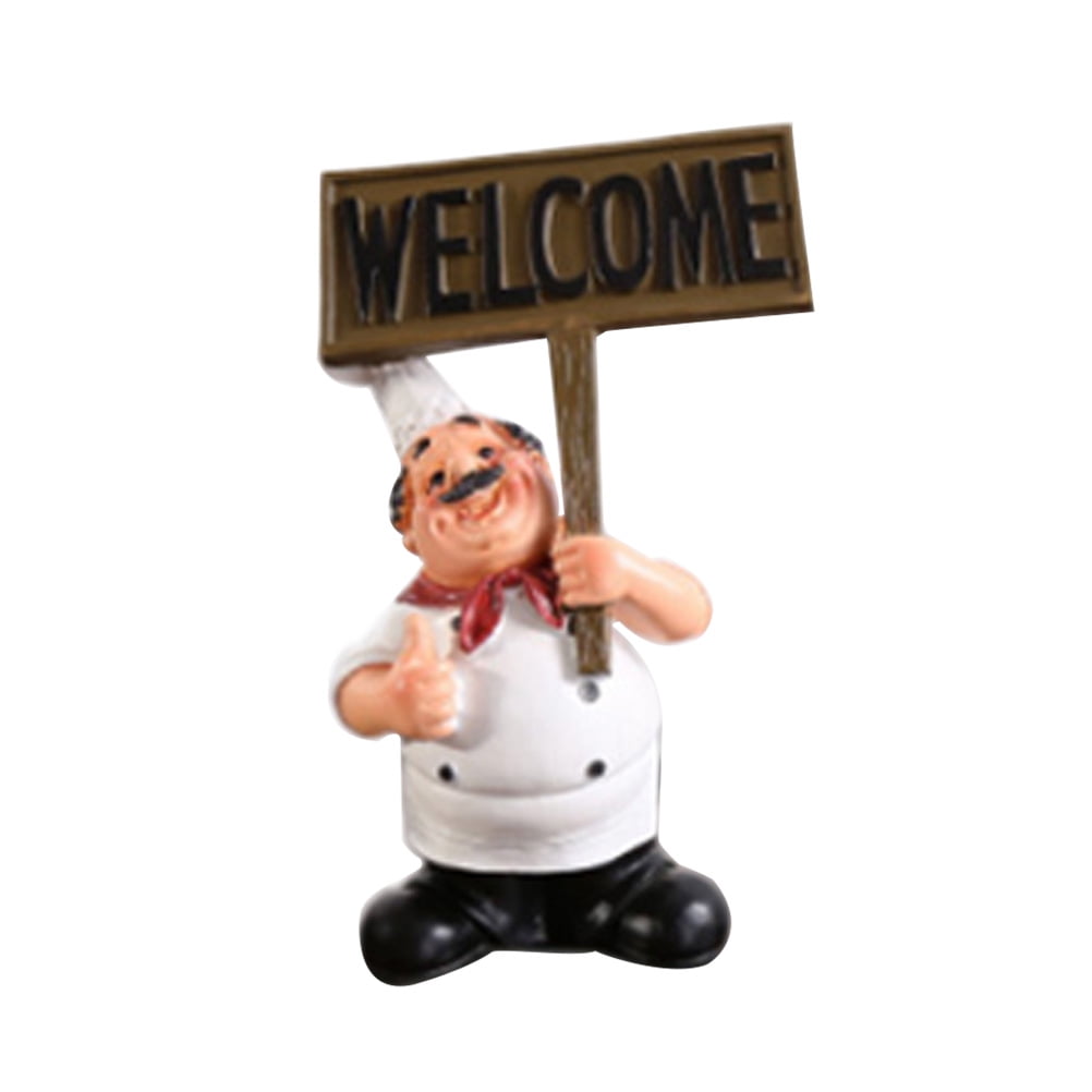Creative Small Resin Blackboard Chef Figure Ornament Western Restaurant ...