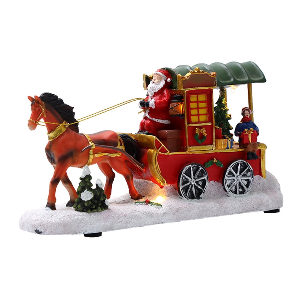 Creative Snow Music Lighted Christmas Scene Snow Model Figurines for ...