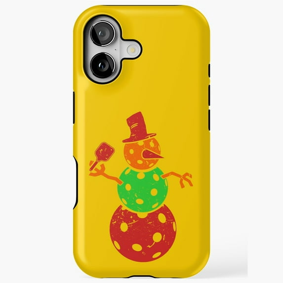 Creative Snowman Funny Pickleball Player Retro Case for iPhone 17 16 15 ...