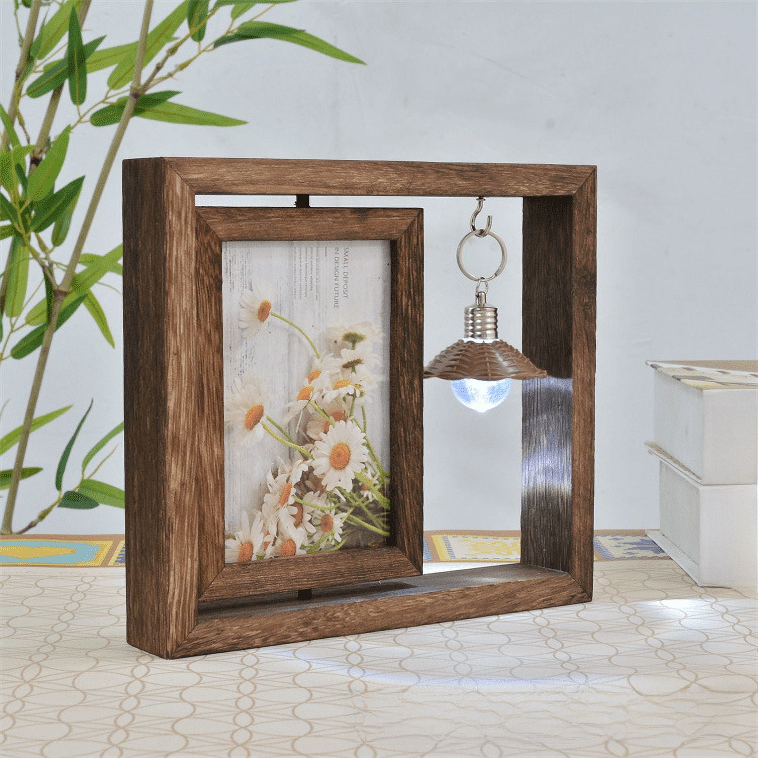 Creative Solid Wood Double-Sided Rotating Photo Frame Set Table ...