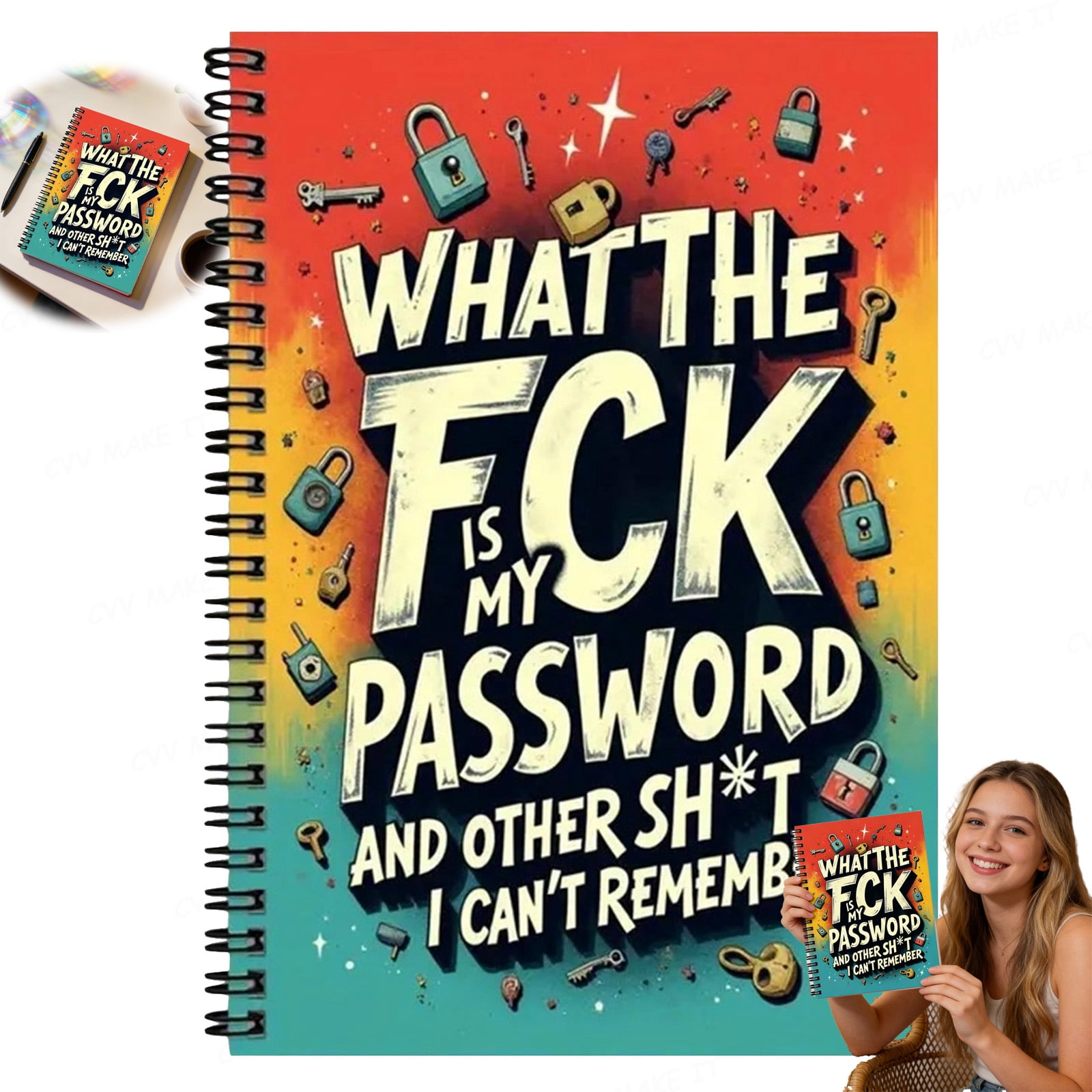 Creative Spiral Notebook - Password Lock Journal, Multi-Functional ...
