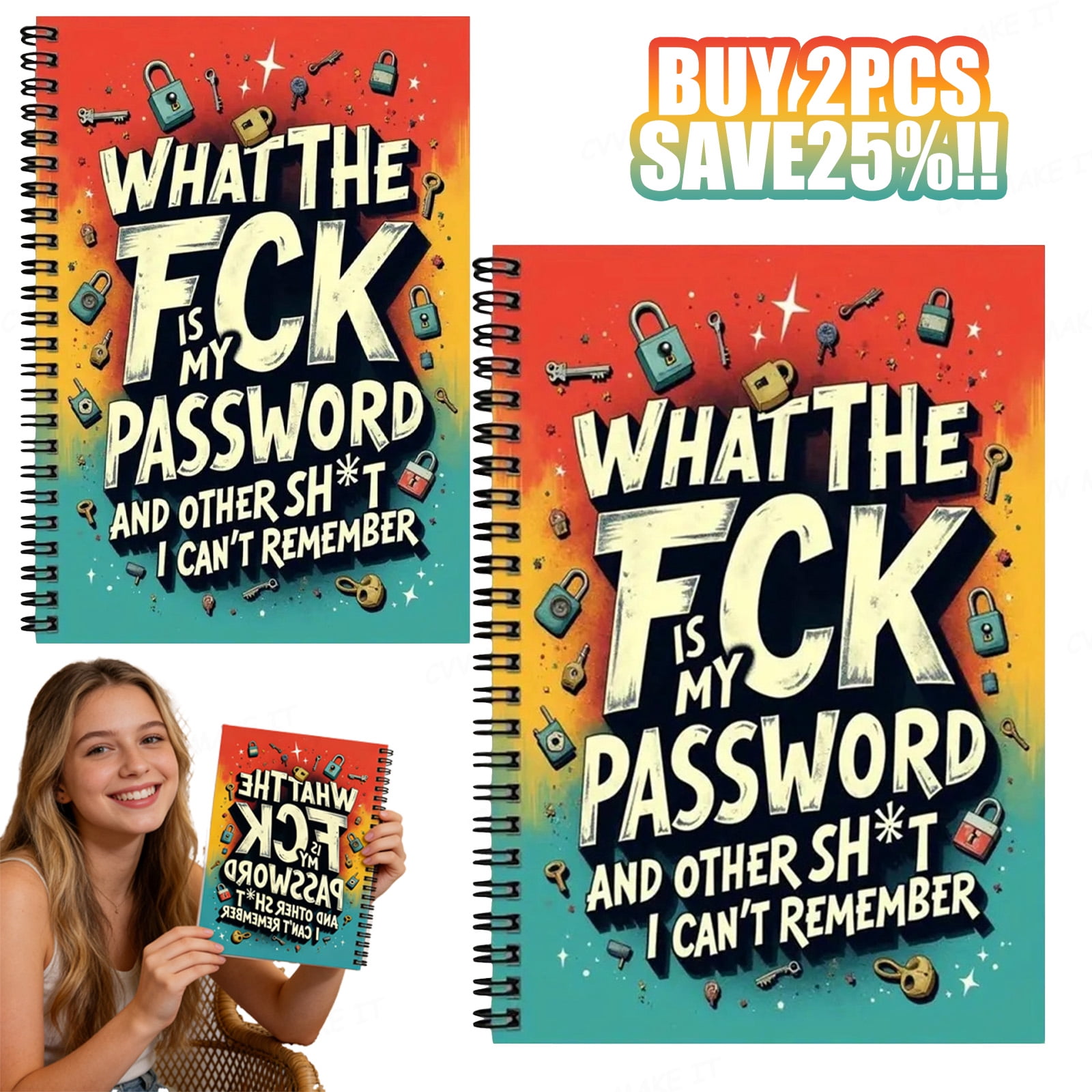 Creative Spiral Notebook - Password Lock Journal, Multi-Functional ...