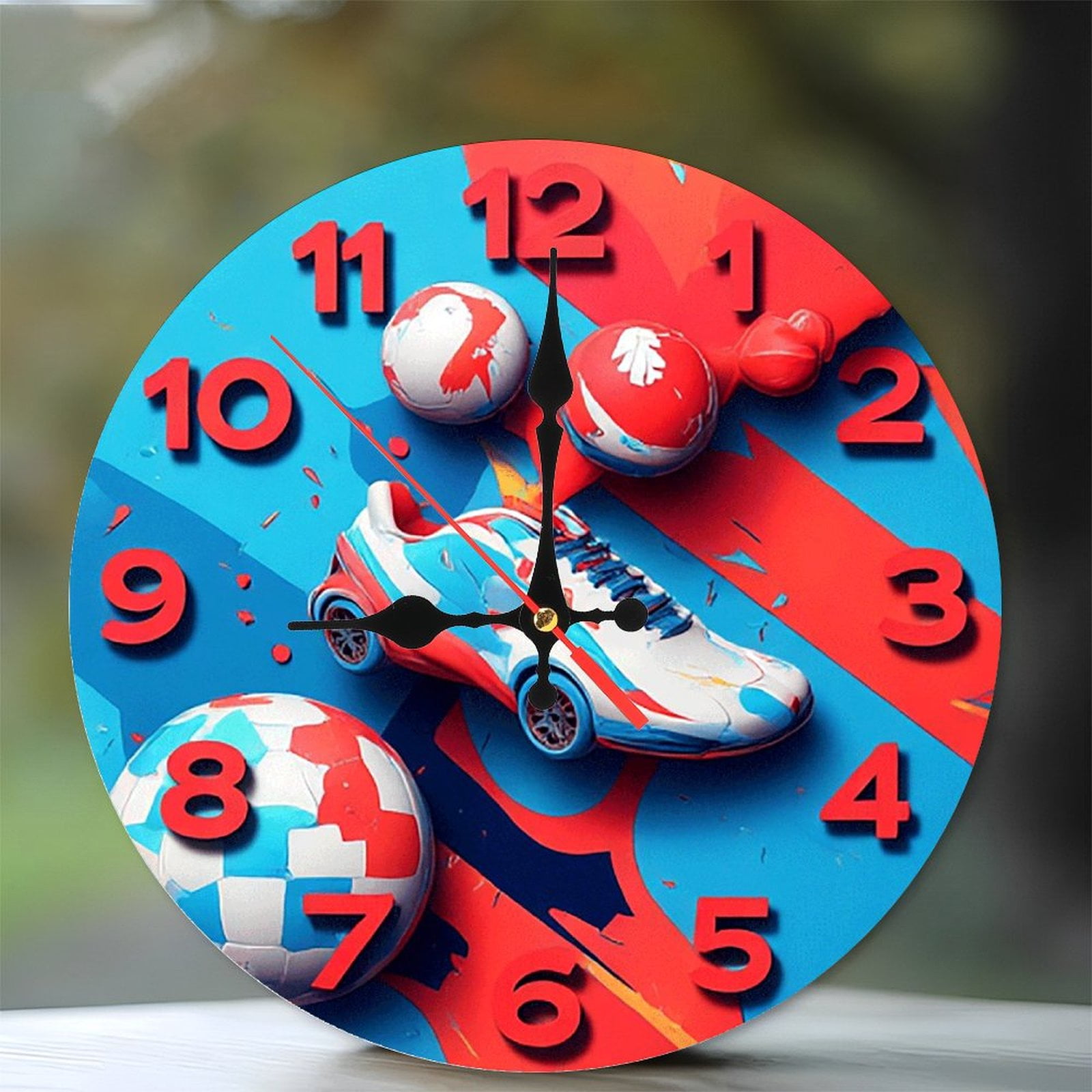 Creative Sport Shoe Clock Wall Decor 10-Inch Silent Wooden Wall Clock ...