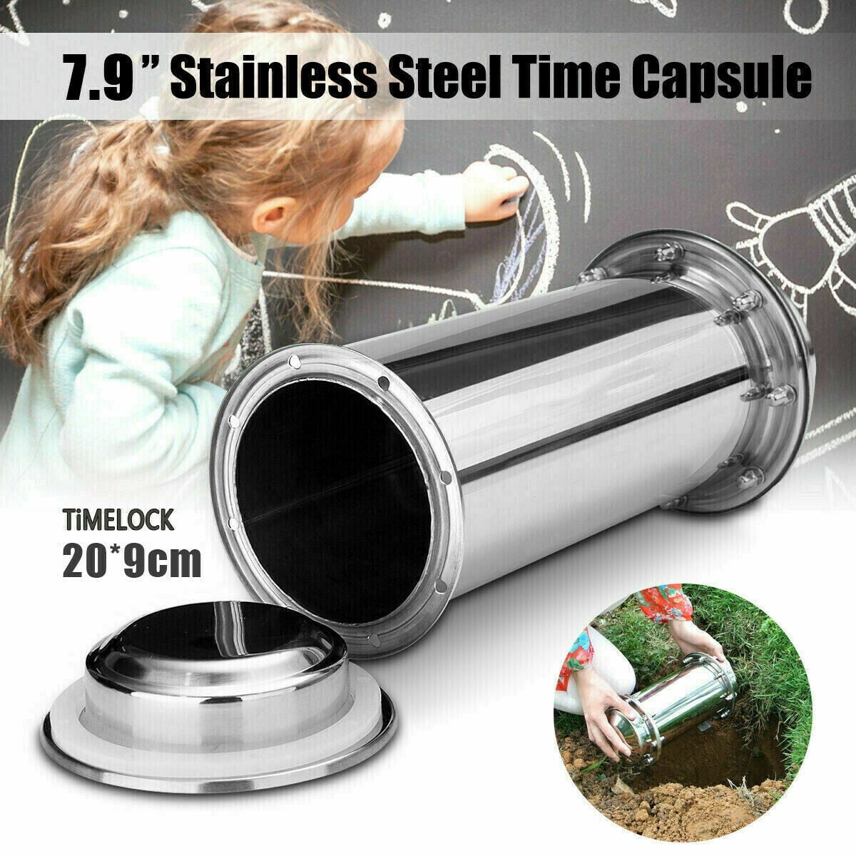 Creative Stainless Steel 7.9 Inch Metal Time Capsule, Waterproof ...