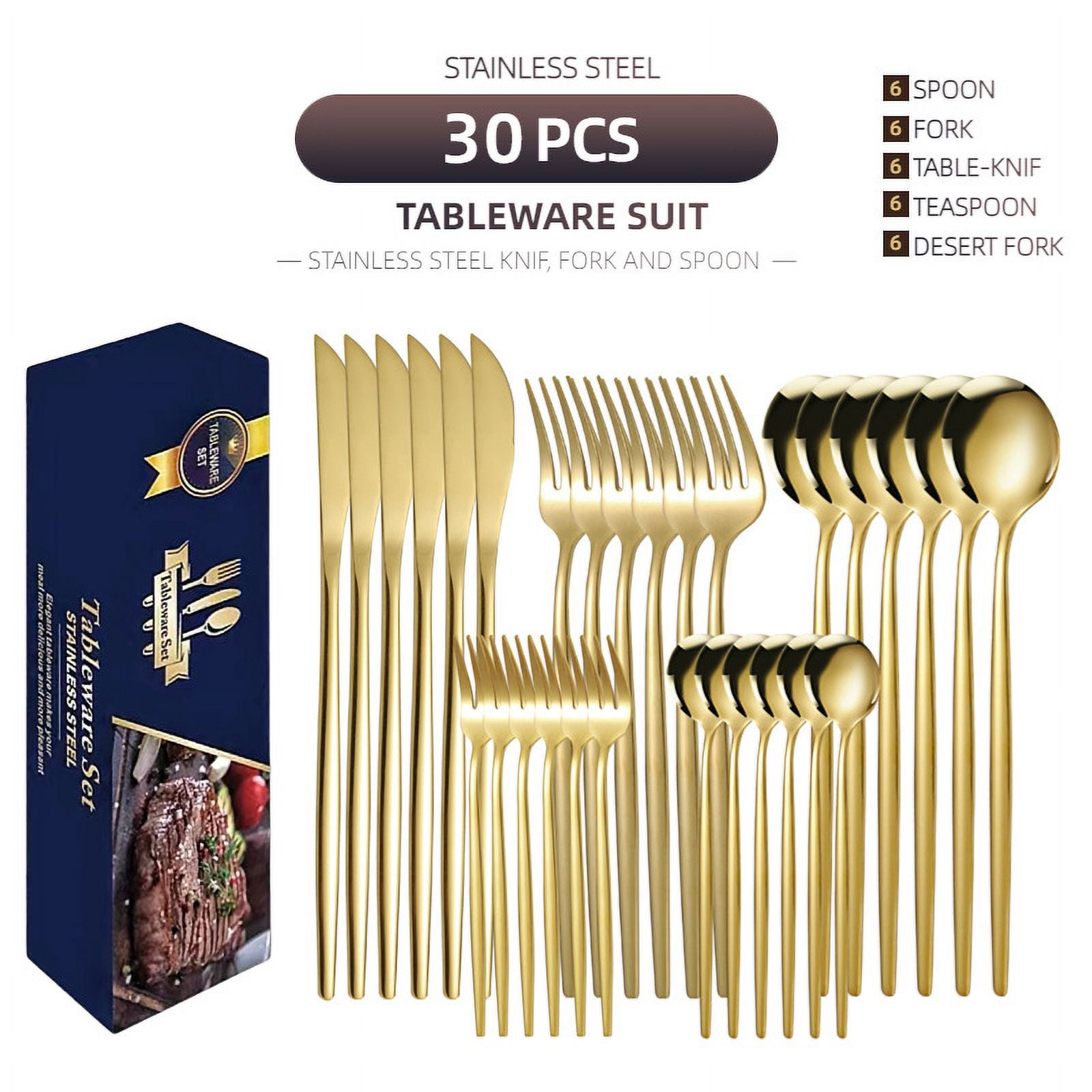 Creative Stainless Steel Western Cutlery Set - 30-Piece Set, Ideal for ...