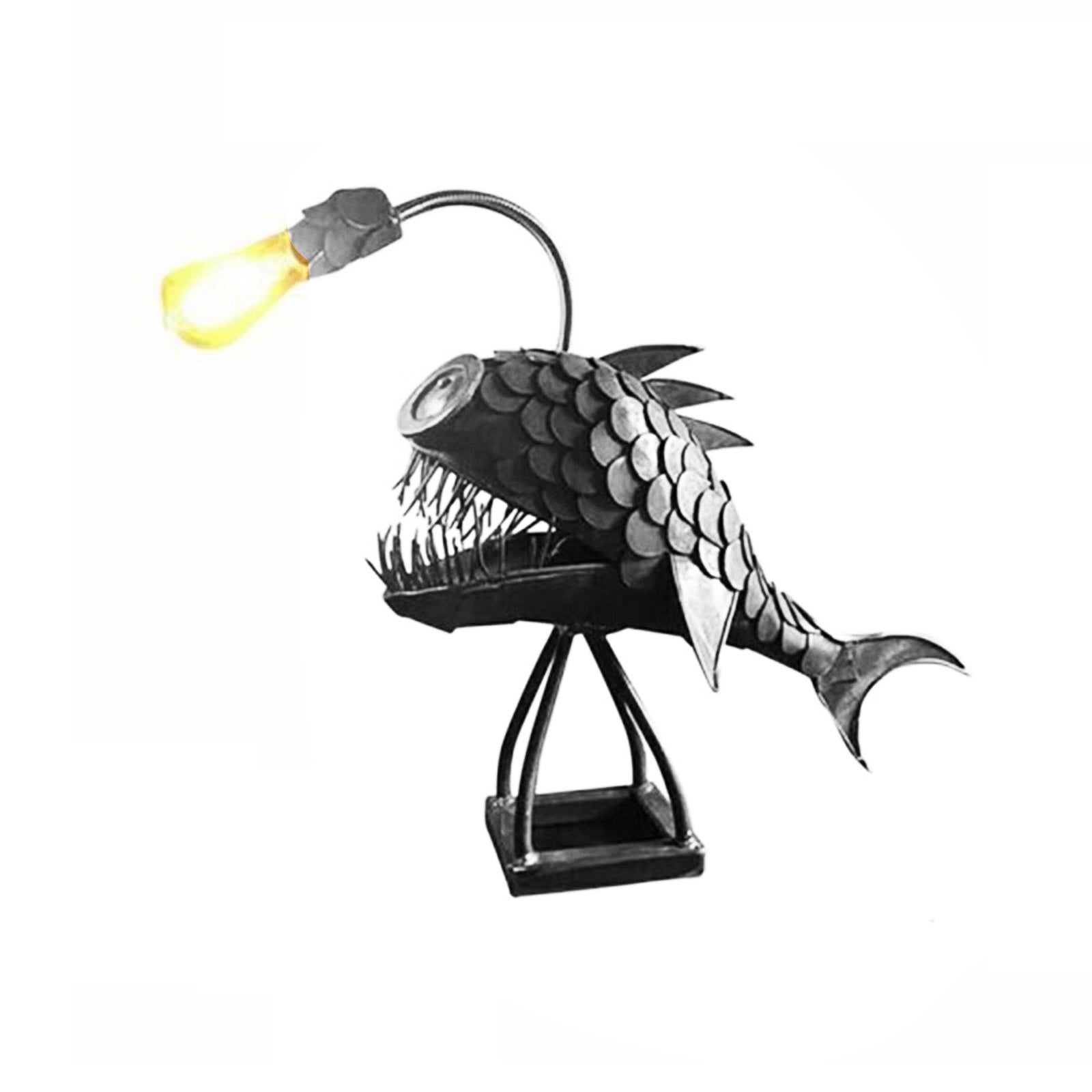 Creative Steampunk Decor, Angler Fish Lamp Steampunk, Vintage Iron Art ...
