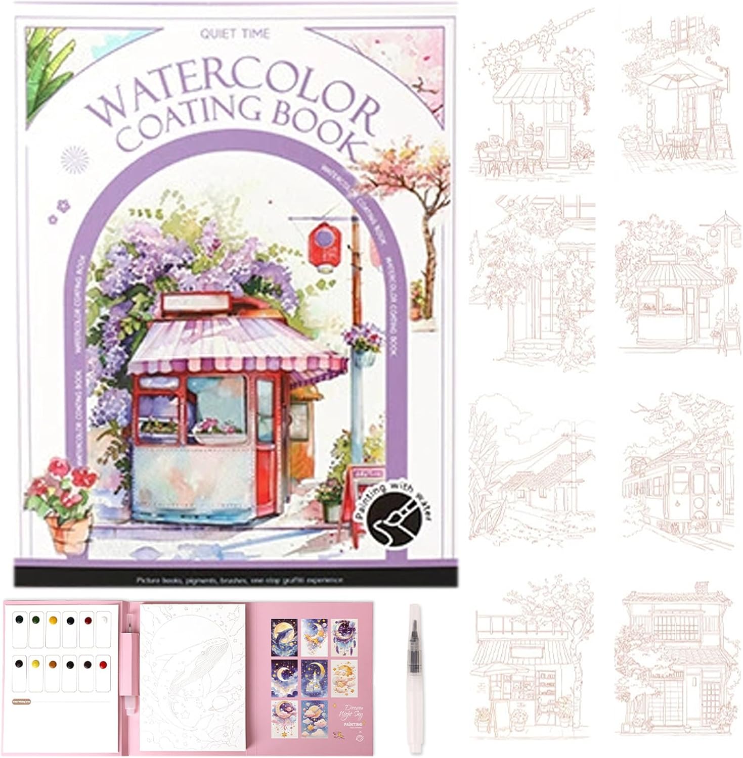 Creative Stress Relief Watercolor Painting Kit for Adults, 3-Fold All ...