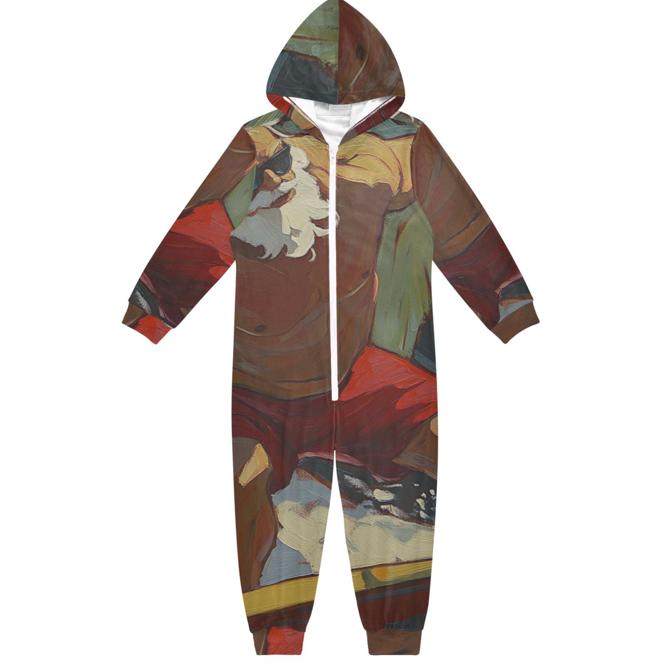 Creative Surfing Santa Claus One Piece Pajamas Soft Jumpsuit Cozy Sleep ...