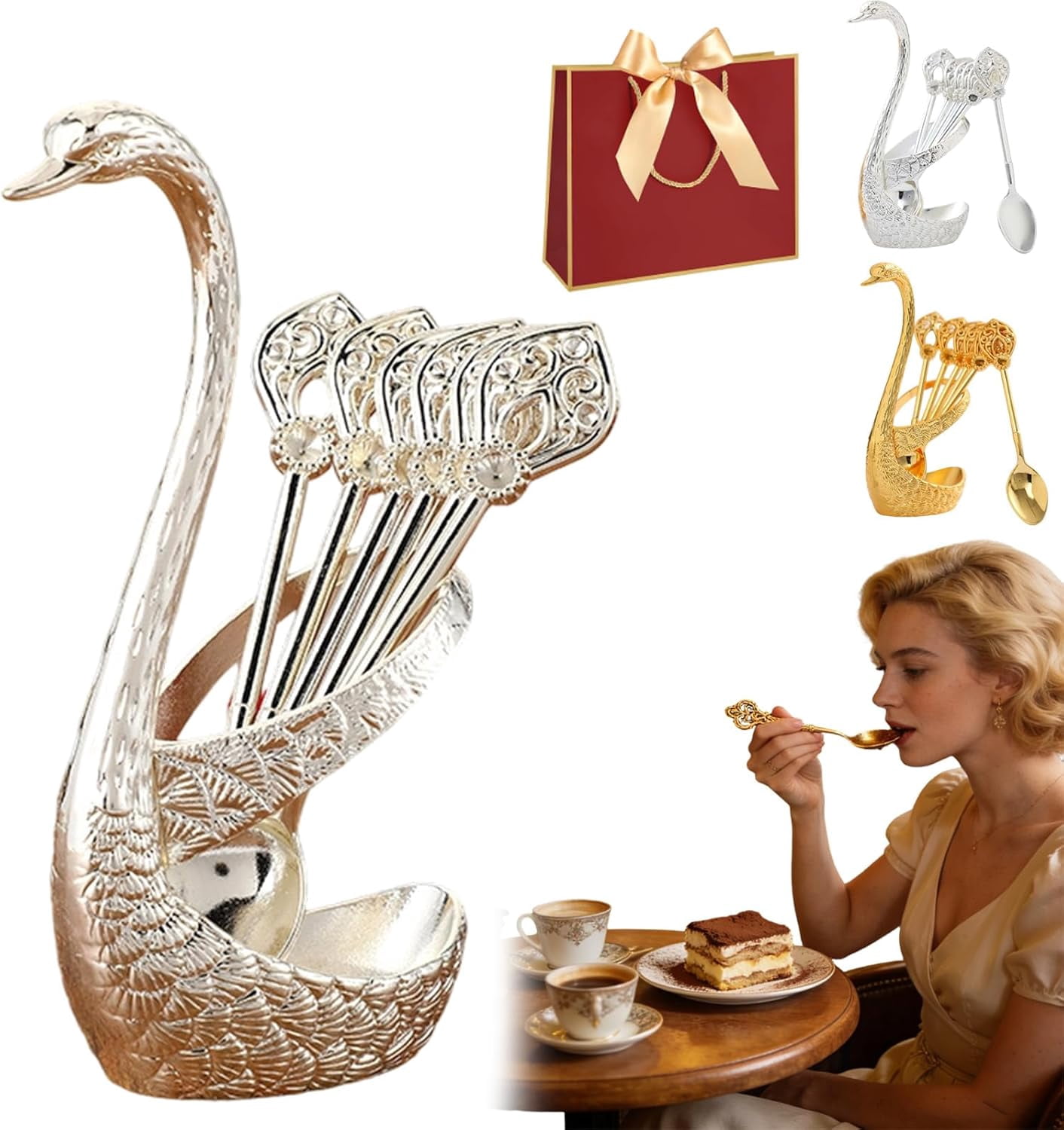 Creative Swan Design Coffee Stirring Spoon Set 6 Spoons, Elegant Swan ...